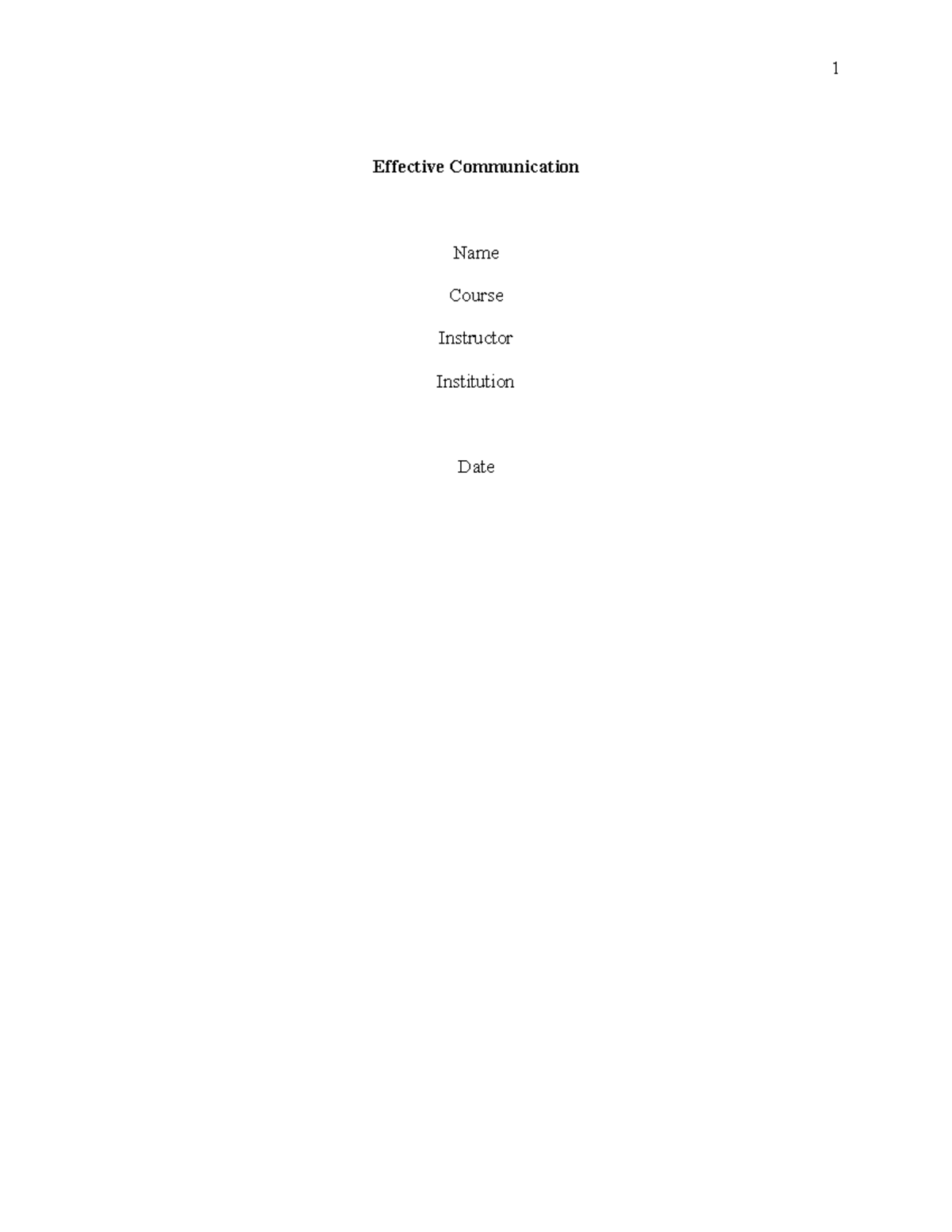 Effective Communication - 1 Effective Communication Name Course ...