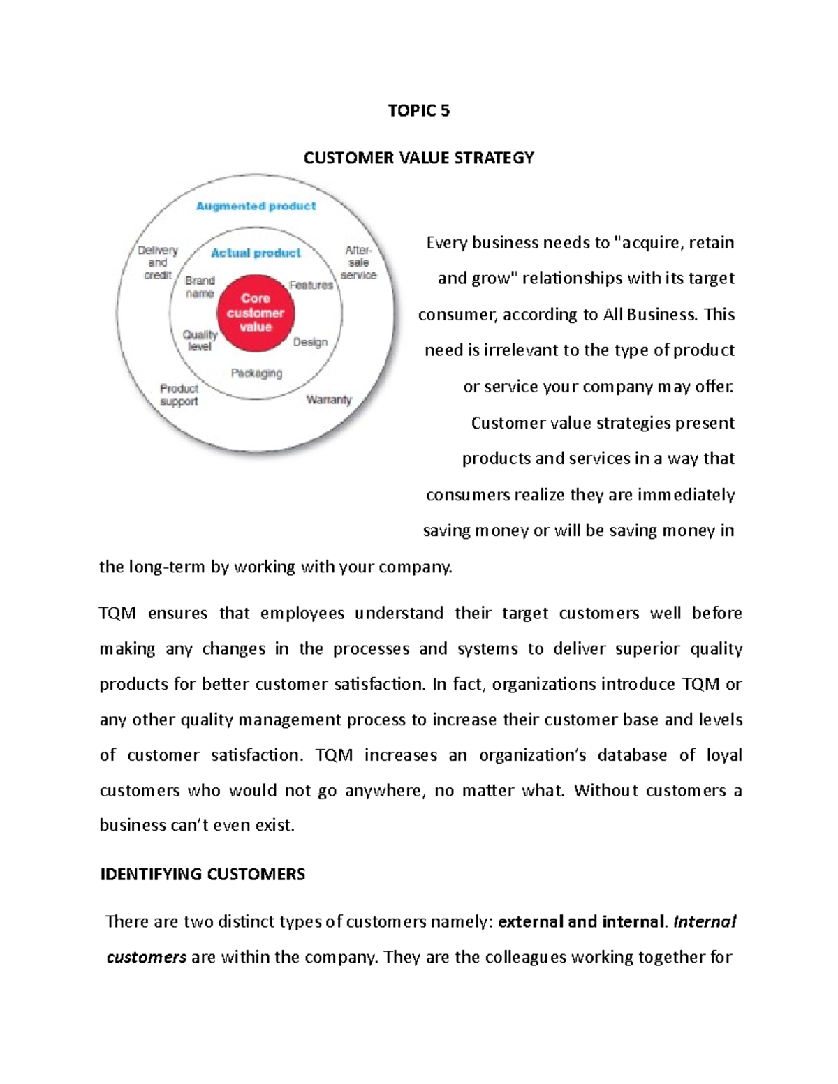 Customer Value Strategy - TOPIC 5 CUSTOMER VALUE STRATEGY Every ...