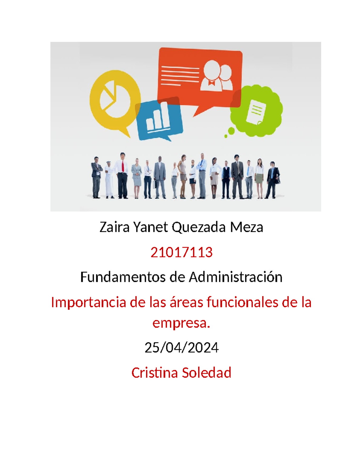 Quezada Zaira Areas Funcionales 2 - Zaira Yanet Quezada Meza 21017113 ...