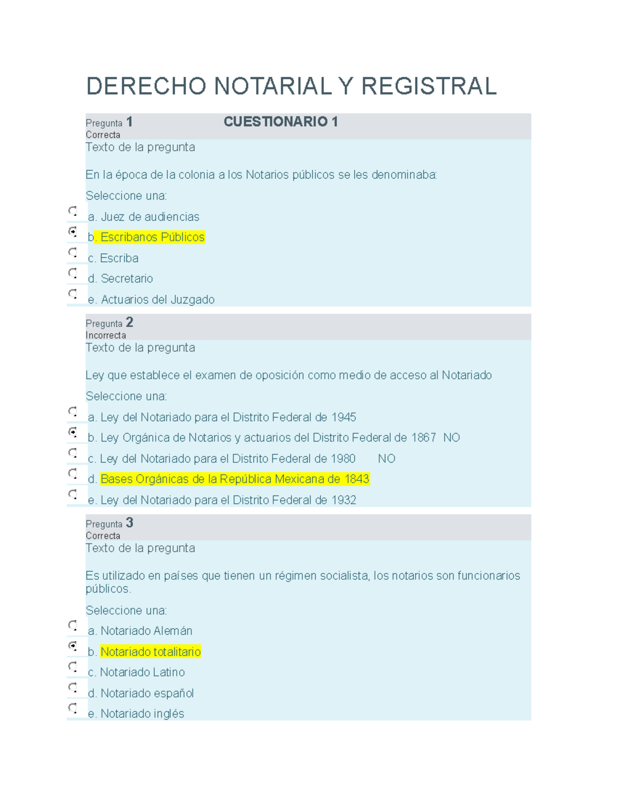 Cuestionarios Derecho Notarial Y Registral Oficial - DERECHO NOTARIAL Y REGISTRAL Pregunta 1 ...
