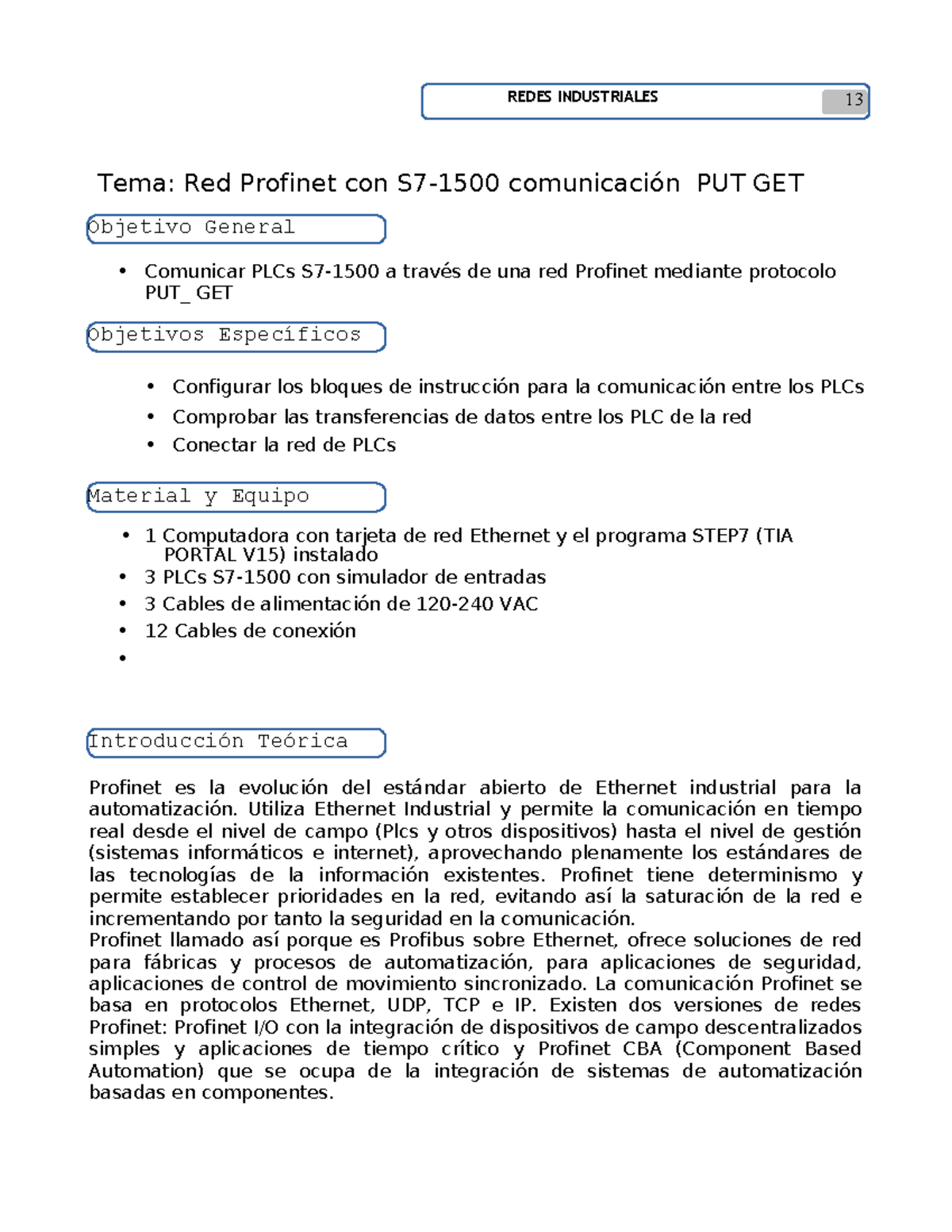 Laboratorio guía 3 RED Profinet (PUT GET) - Tema: Red Profinet con S7 ...