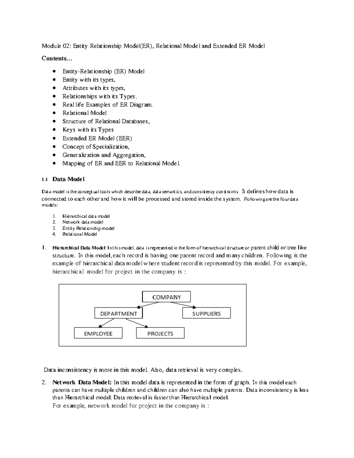 Module 02 Entity Relationship Model(ER), Relational Model and Extended ...