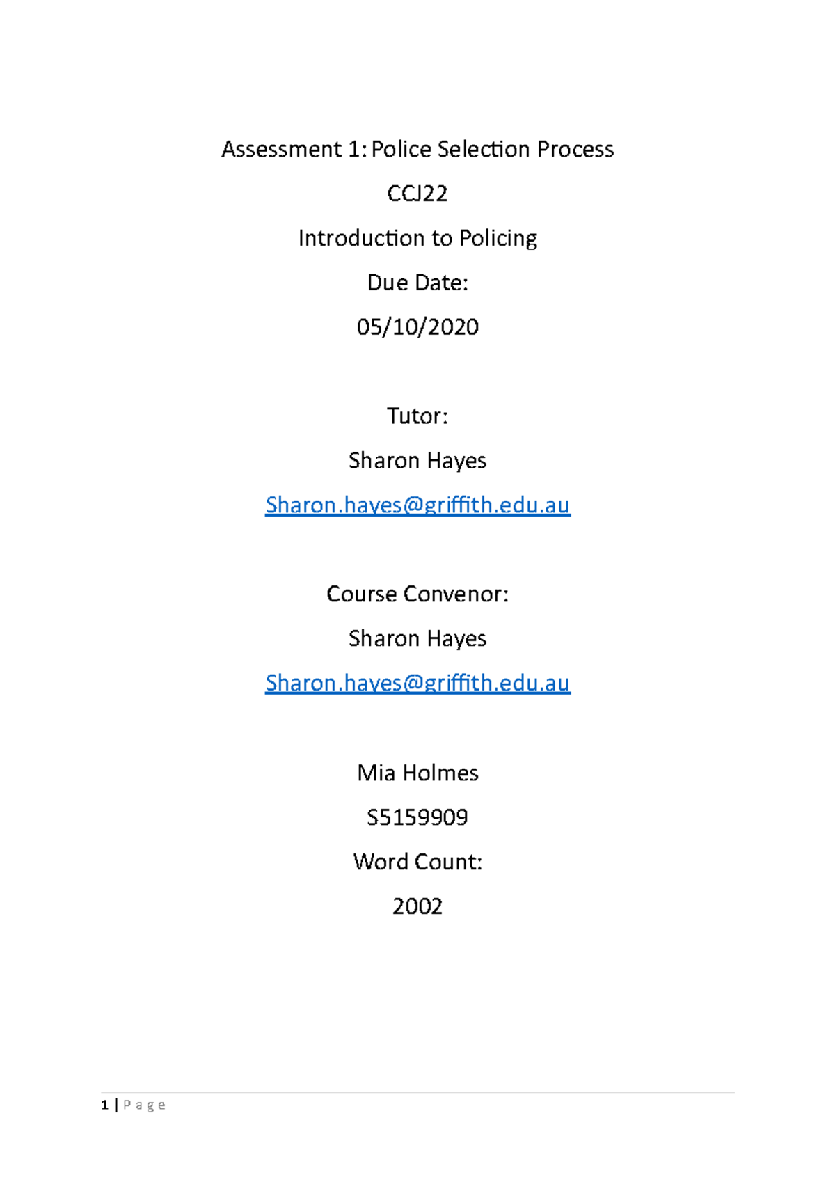 Police Selection Process - Assessment 1: Police Selecion Process CCJ ...