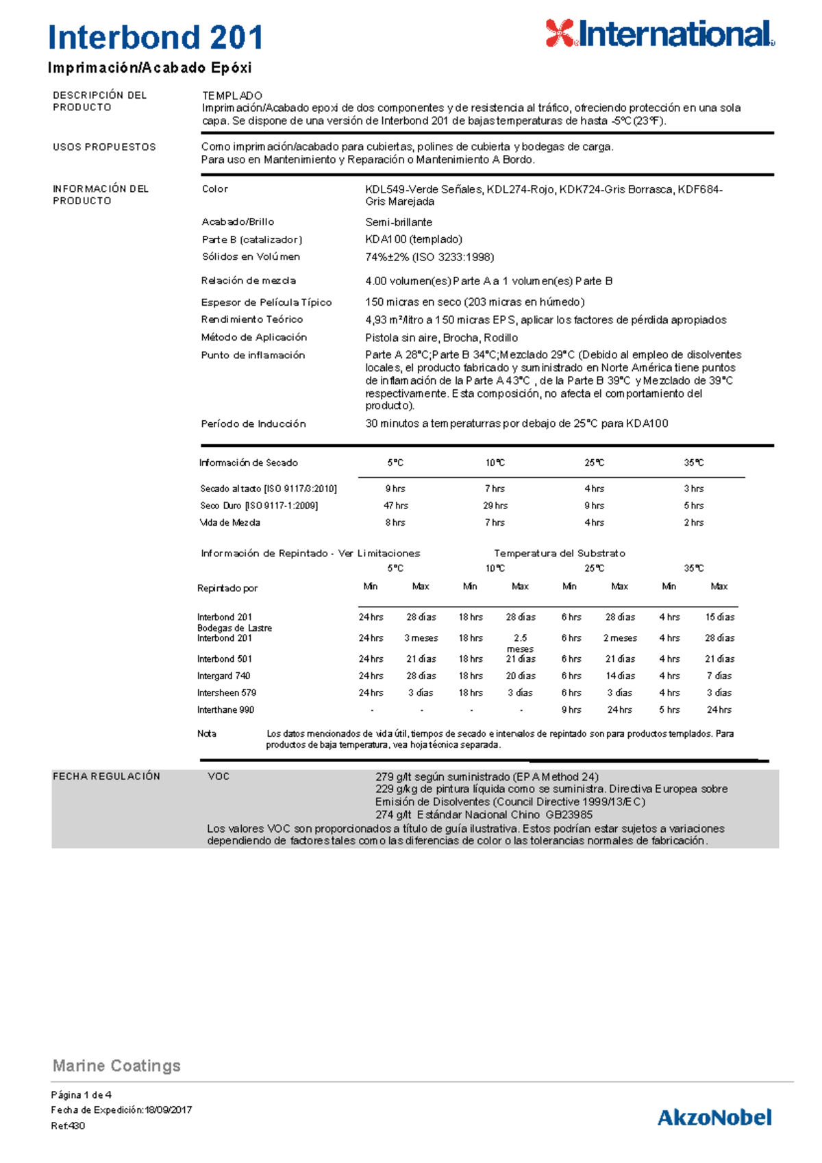 Interbond 201 - aefrasdfa - TEMPLADO Imprimación/Acabado epoxi de dos ...