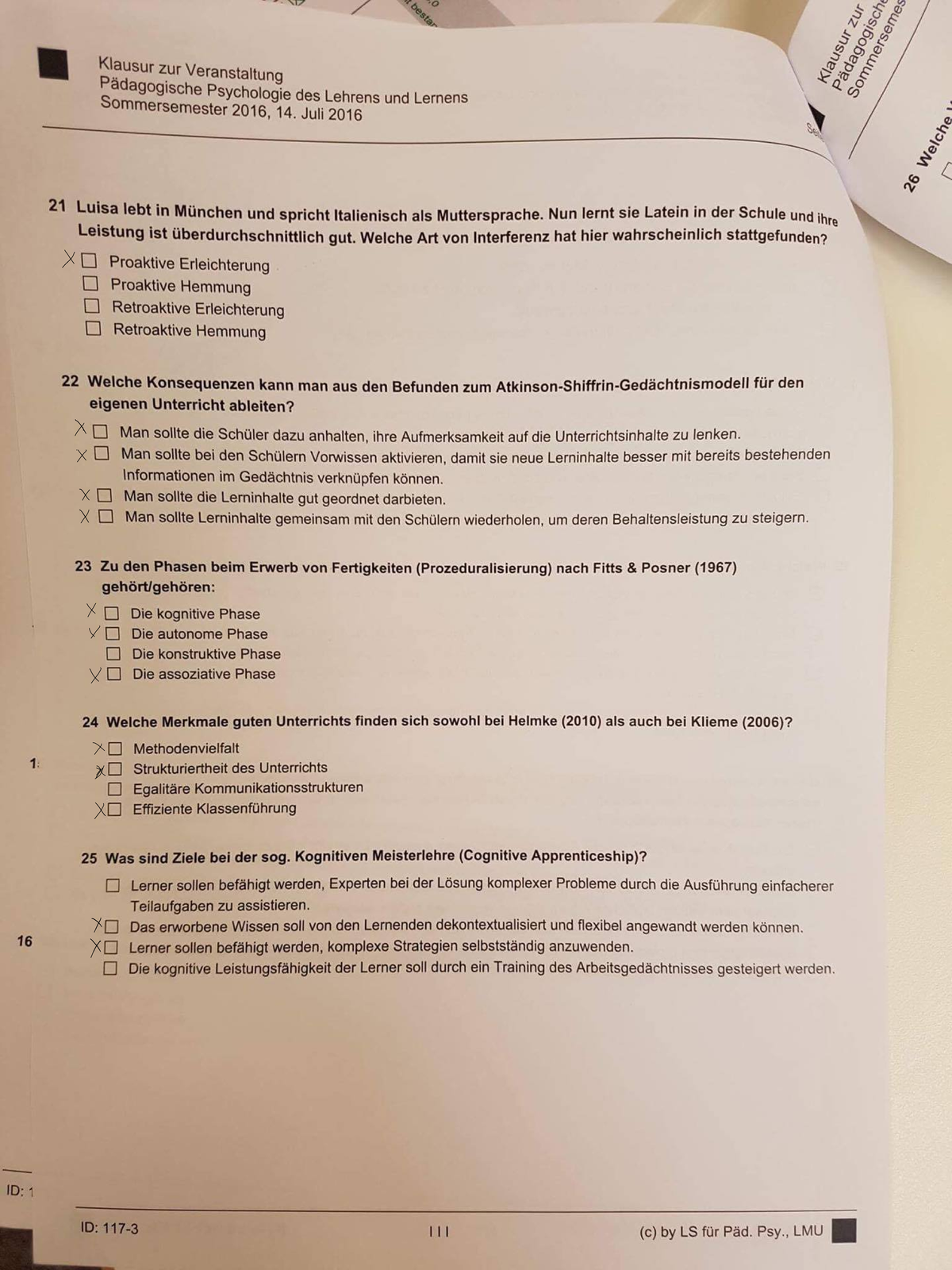 Klausur 11 August Summer 2016, Fragen und Antworten - _,w I Klausur zur Veranstaliung . . - Studocu