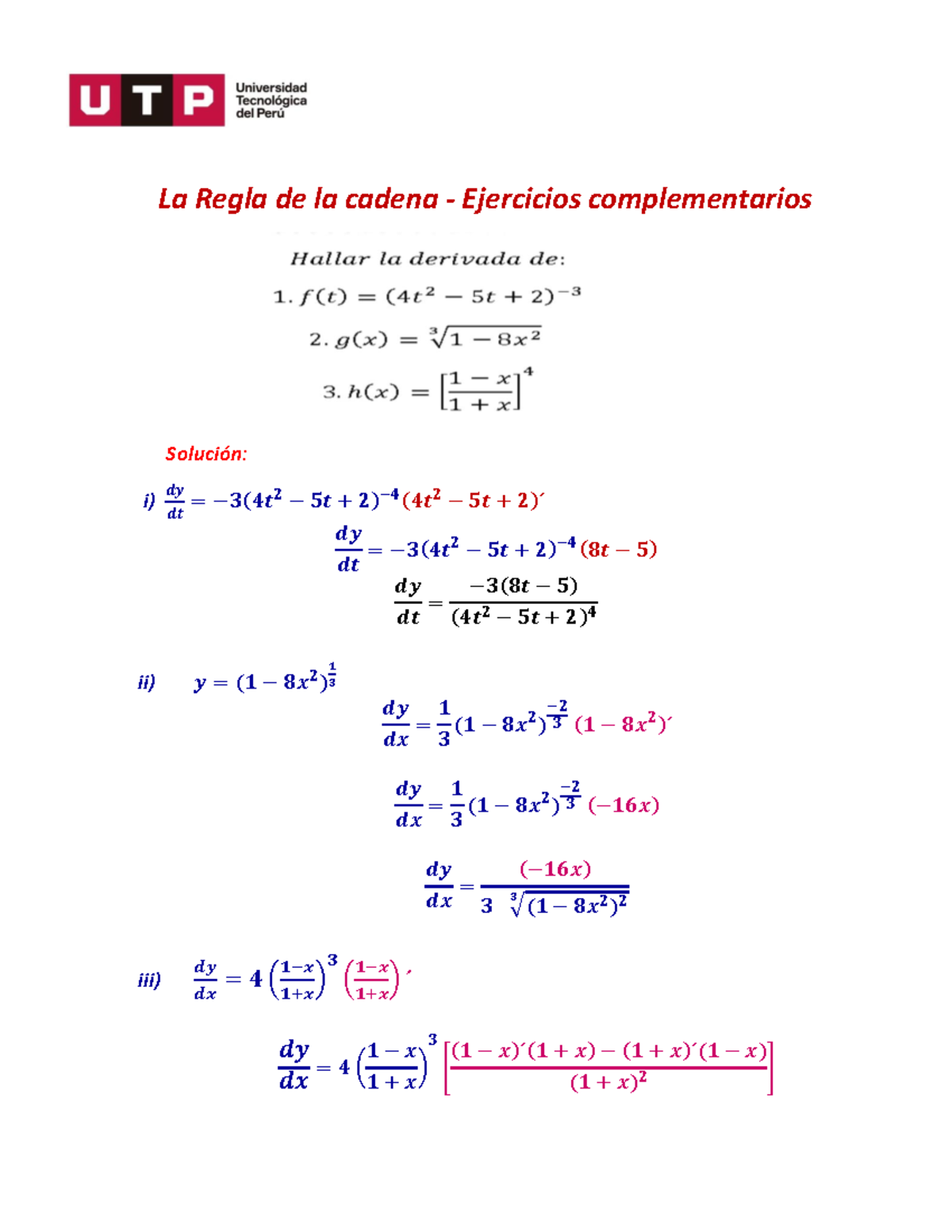 S07.s2 La regla de la cadena Ejercicios complemetarios resueltos - La ...
