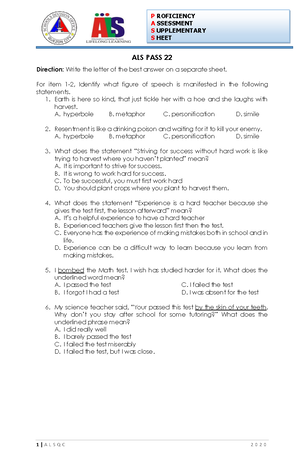 Superstition Lesson PLAN - ####### & ALTERNATIVE LEARNING SYSTEM DAILY ...