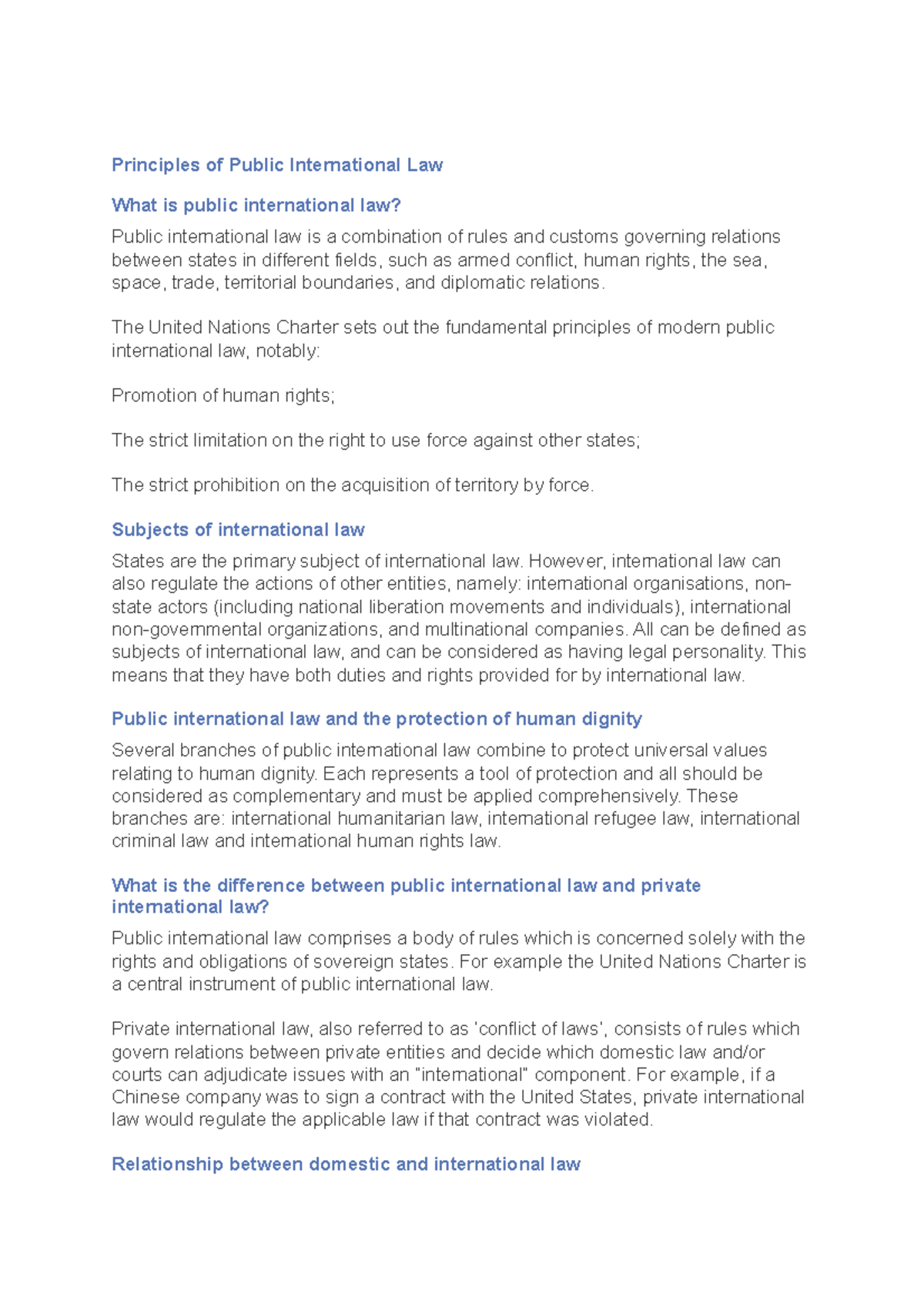 Principles of Public International Law - The United Nations Charter ...