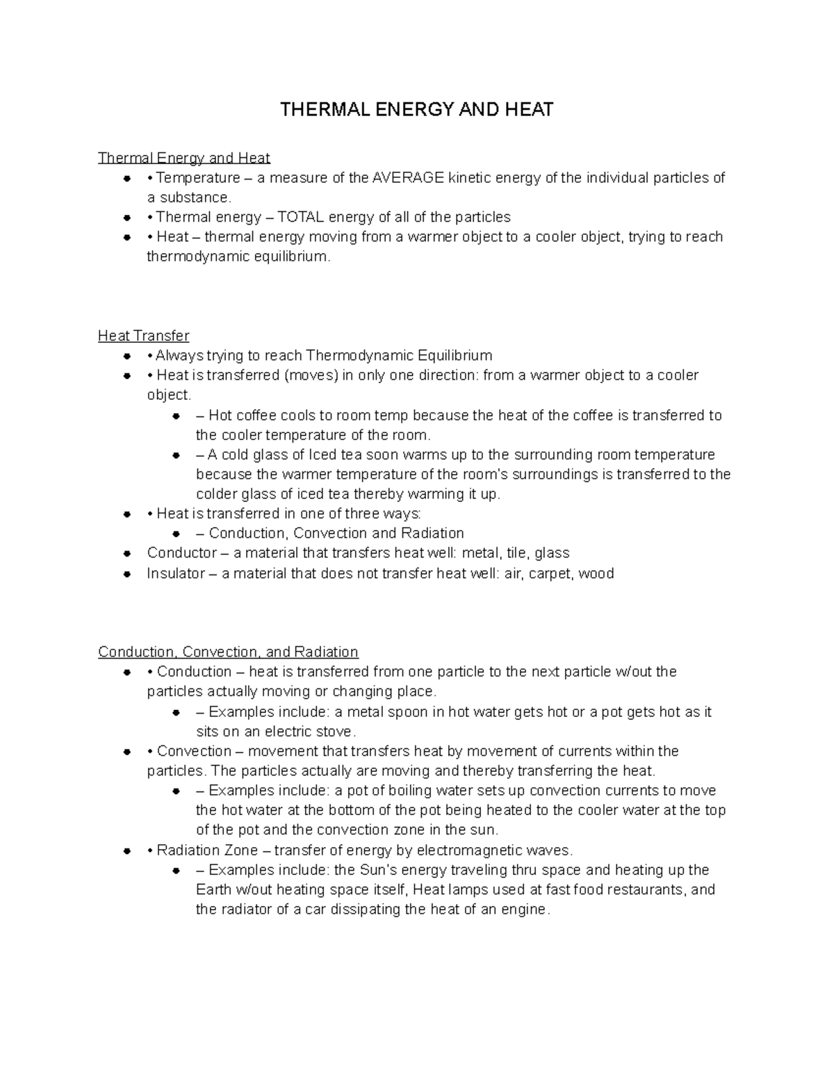Physics Notes 8 Thermal Energy and Heat - THERMAL ENERGY AND HEAT ...