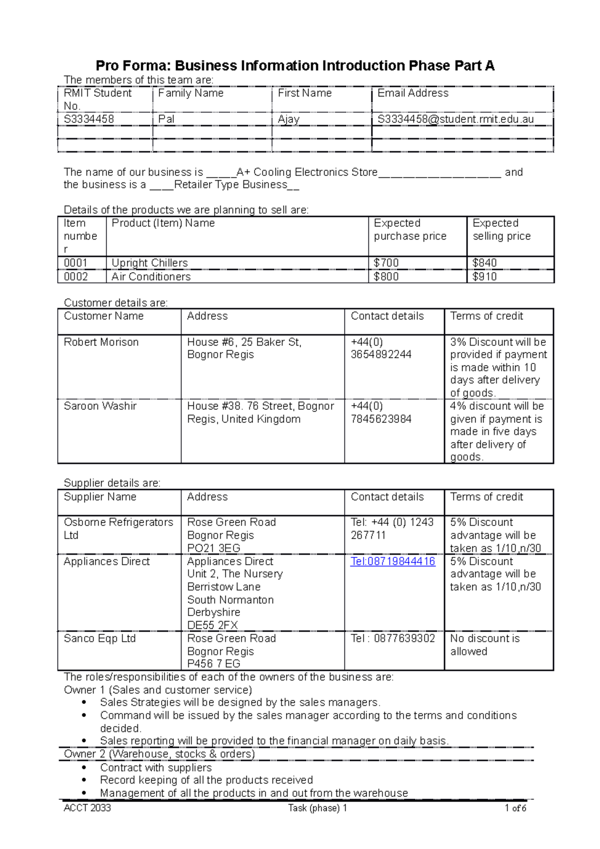 Business Folio - Pro Forma: Business Information Introduction Phase ...