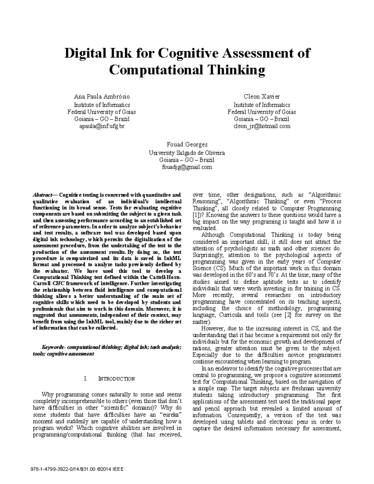 Chc model 1 - cognitive - Digital Ink for Cognitive Assessment of ...