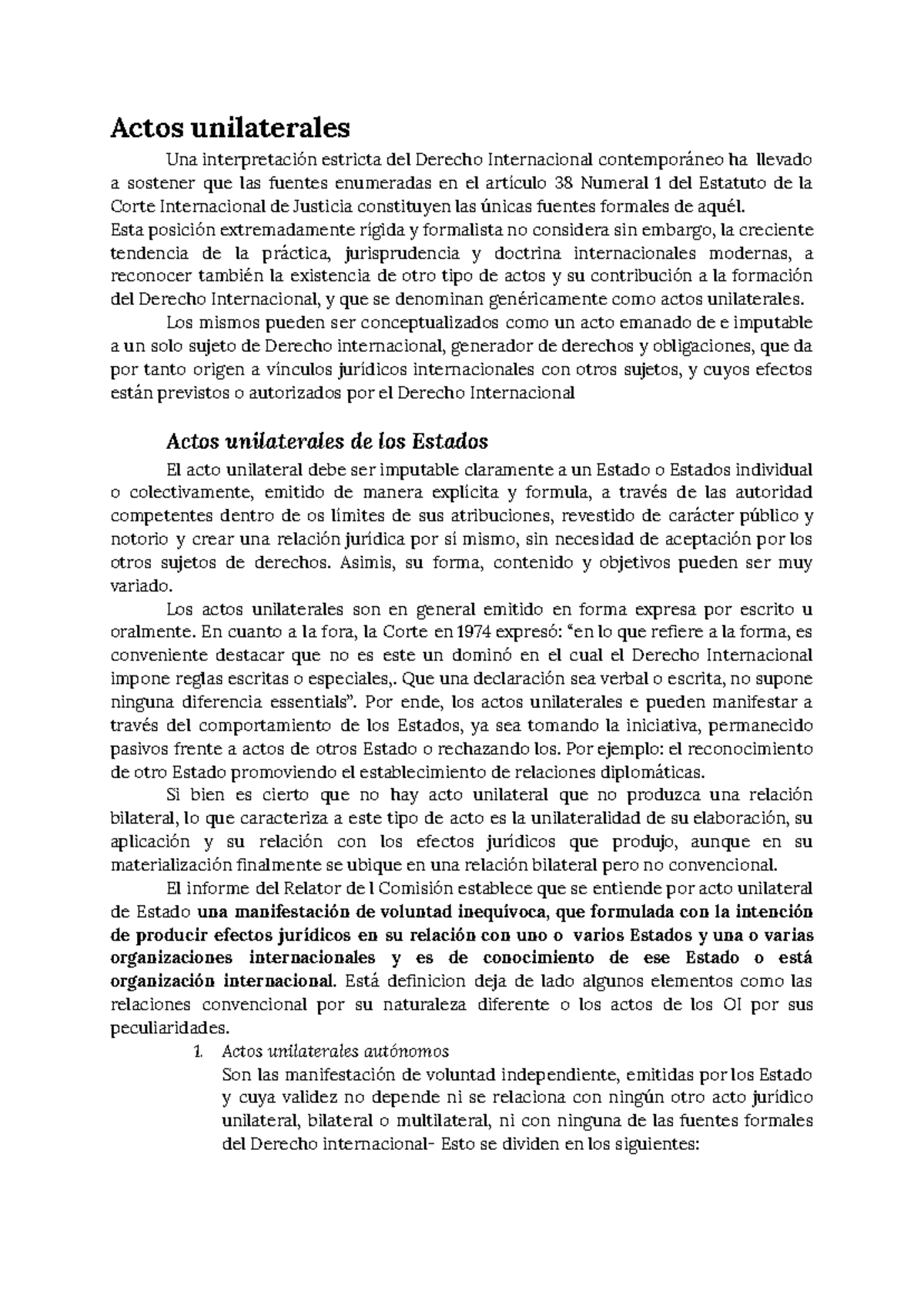 Actos unilaterales - Actos unilaterales Una interpretación estricta del ...