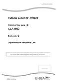 CLA1503 - Unisa - Commercial Law - Studocu