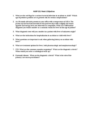 532 Exam 1 Blueprint - Total: 50 Questions Pediatric fever (4) Most ...