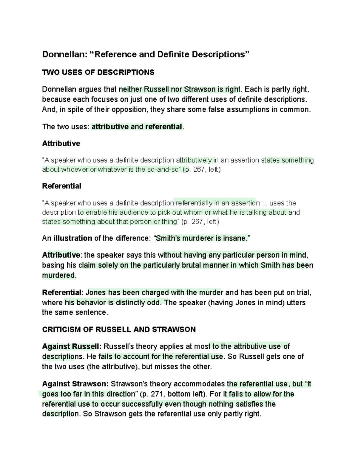 Donnellan: “Reference and Definite Descriptions” - Each is partly right ...