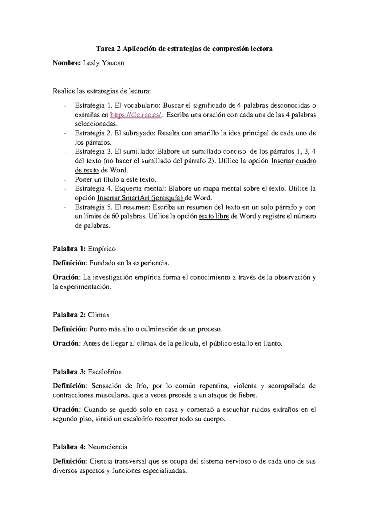 Tarea 6 Estrategias de lectura - Tarea 2 Aplicación de estrategias de ...