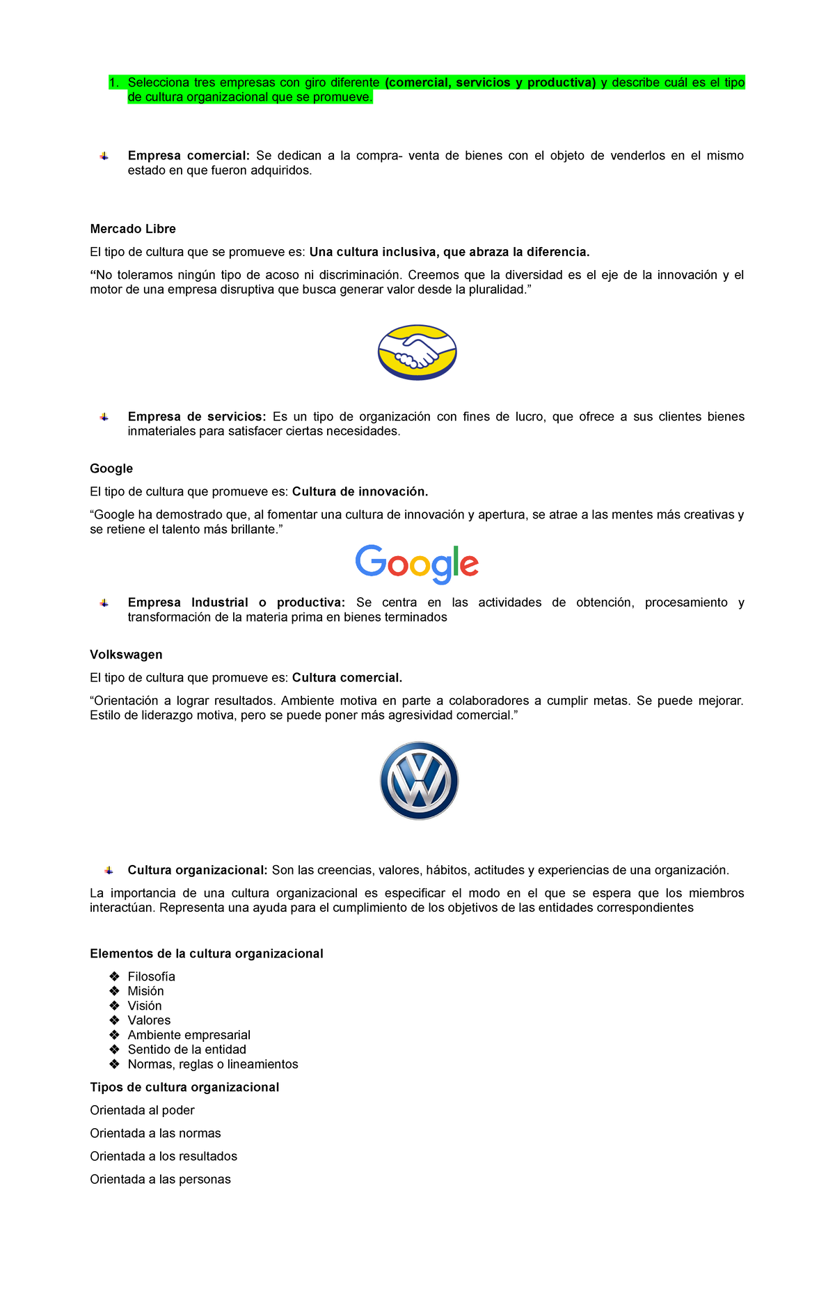 Foro 1. Selecciona tres empresas con giro diferente - 1. Selecciona ...