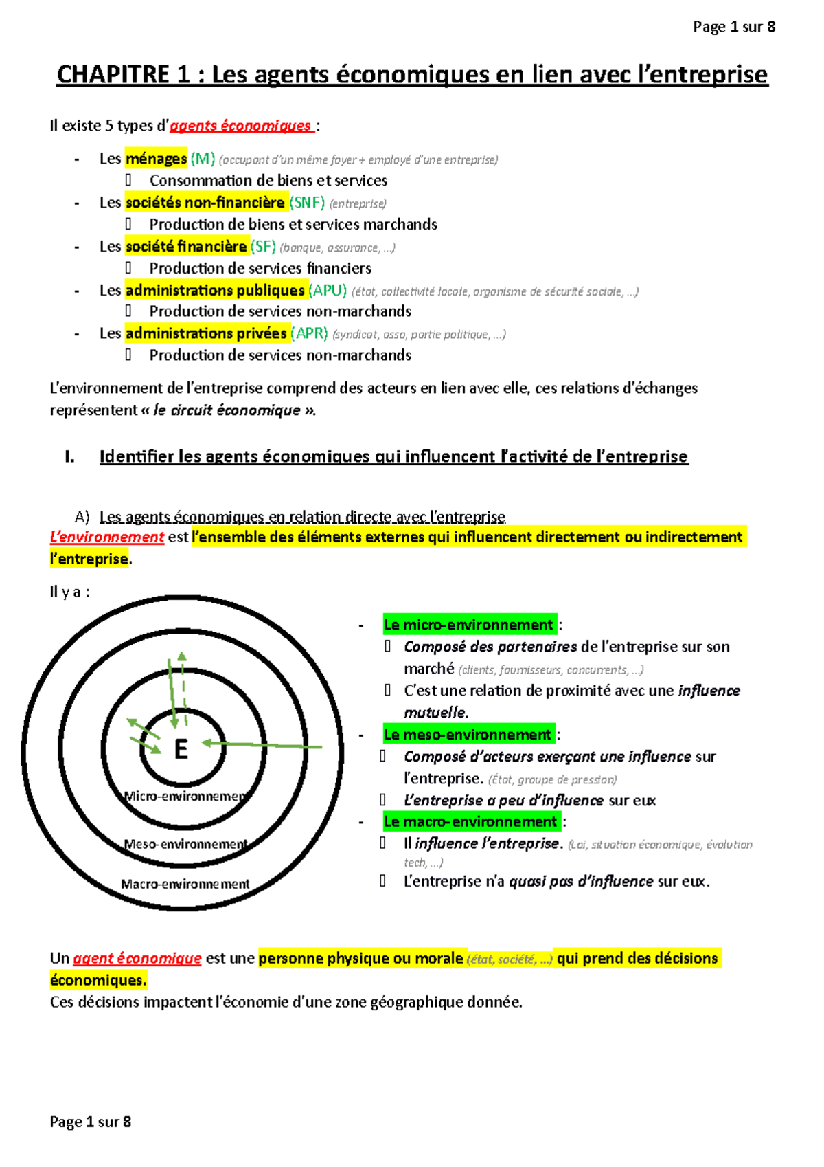 Chapitre 1 - ECO - Les agents econom iques en lien avec l'entreprise ...