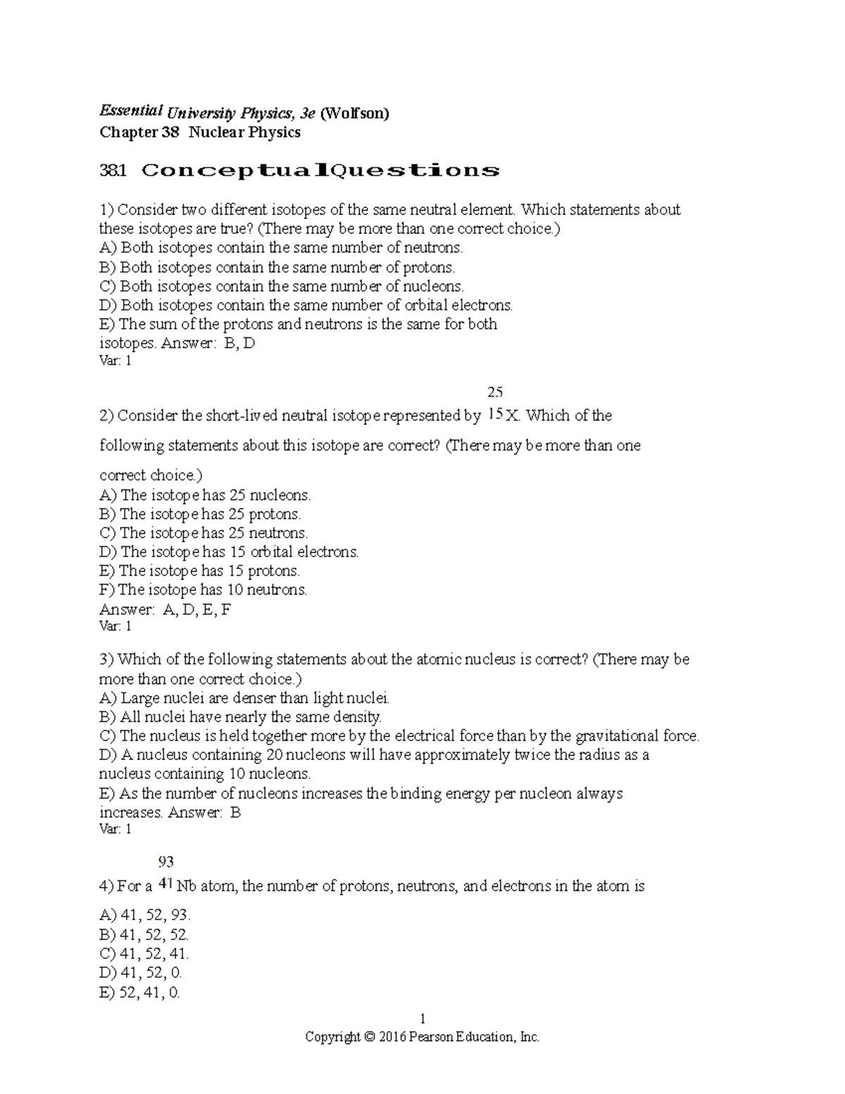 Essential university physics test bank by wolfson 3rd edition ch38 - 1 ...