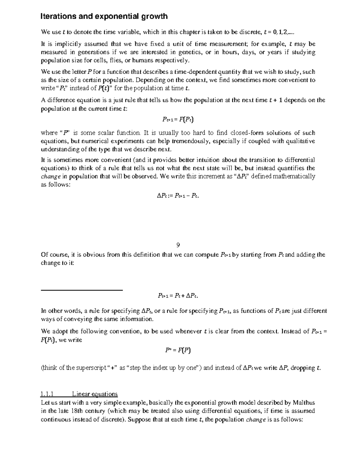 Iterations and exponential growth - ... It is implicitly assumed that ...