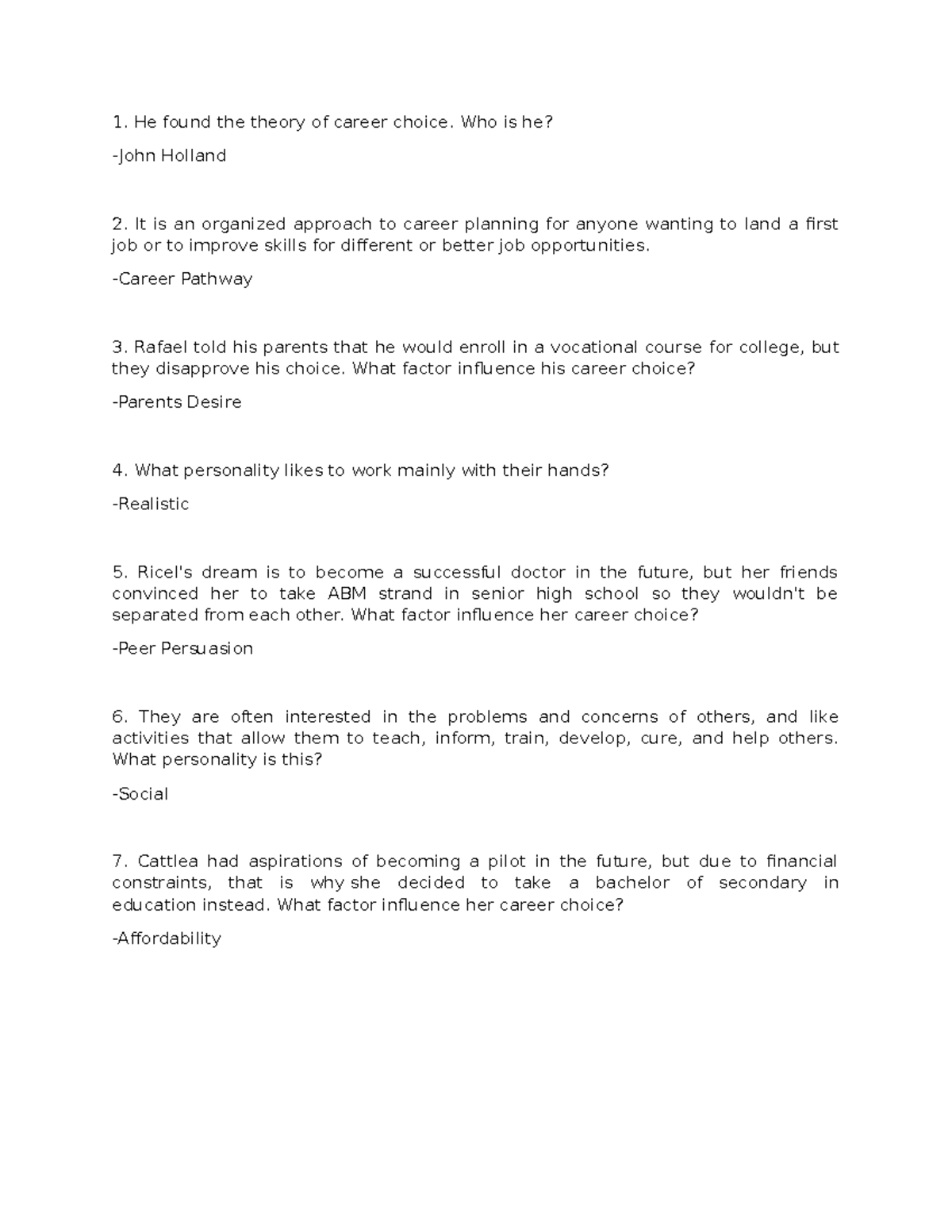 Quiz Gajultos - dsadsadsa - He found the theory of career choice. Who ...