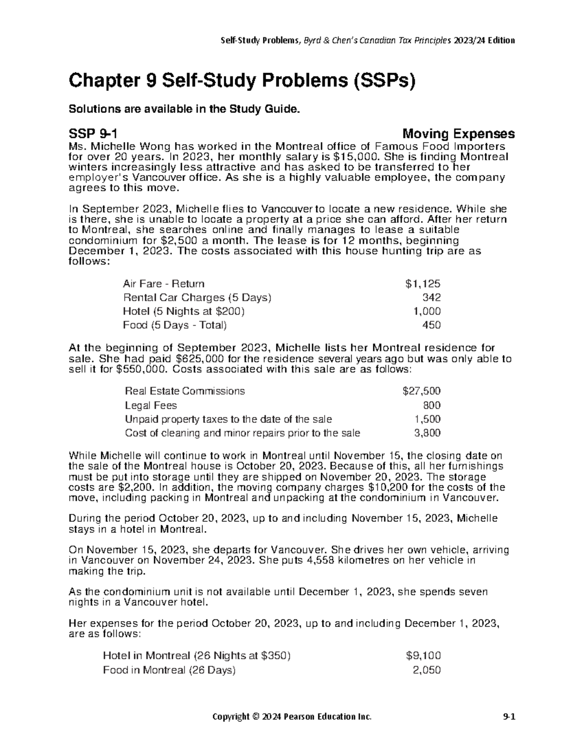Donell byrdchen CTP SSP 2023-24 ch09 - Chapter 9 Self-Study Problems (SSPs) Solutions are ...