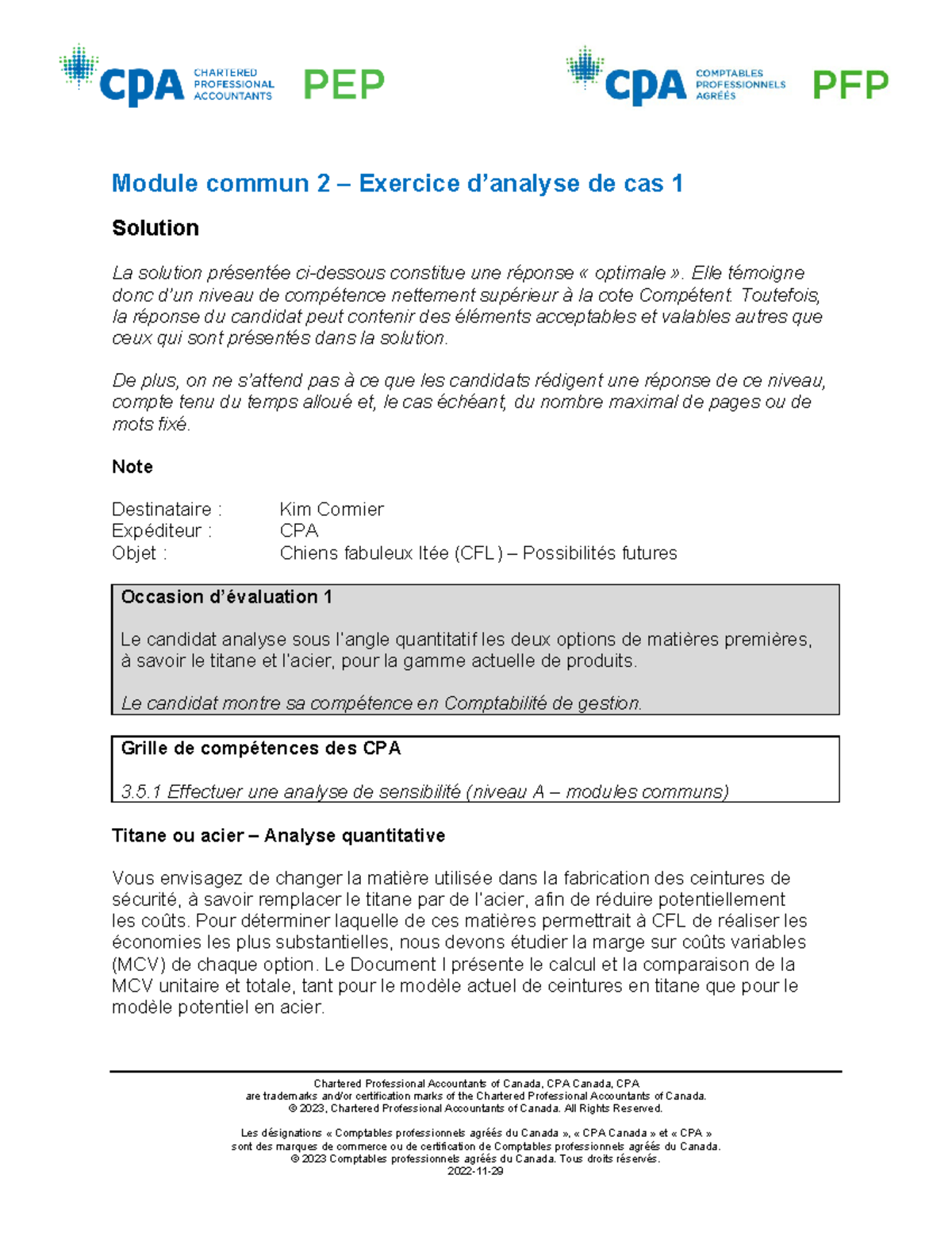 Chiens fabuleux Itée (Cas CPA-Module commun 2) - Chartered Professional ...
