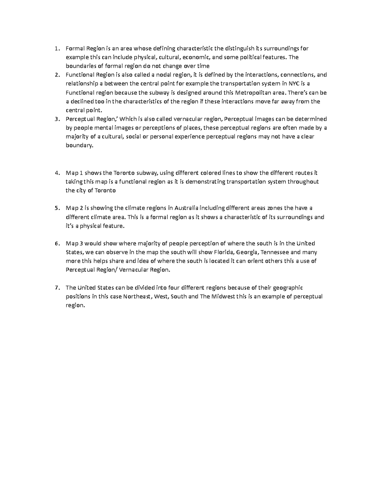 1.04 AP Human WORK - gdfhdfhdfhdfgh - Formal Region is an area whose ...