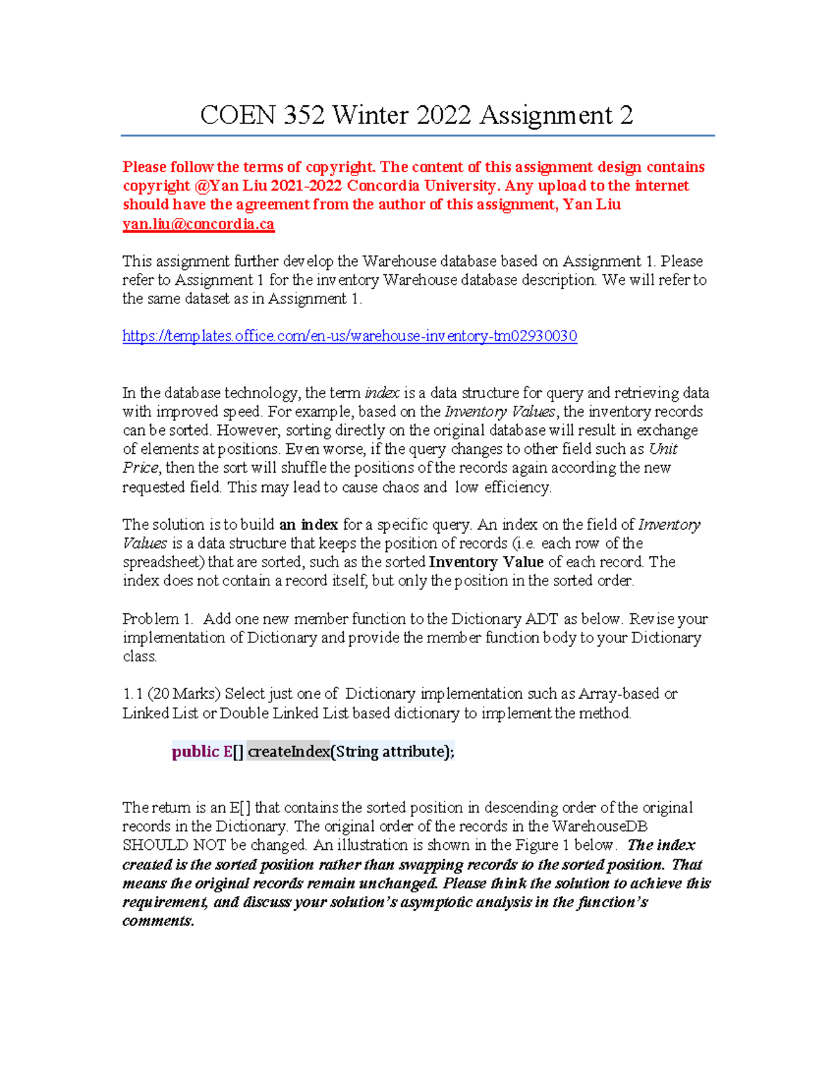 COEN 352 W 2022 Assignment 2 - Winter 2022 - COEN 352 Winter 2022 ...