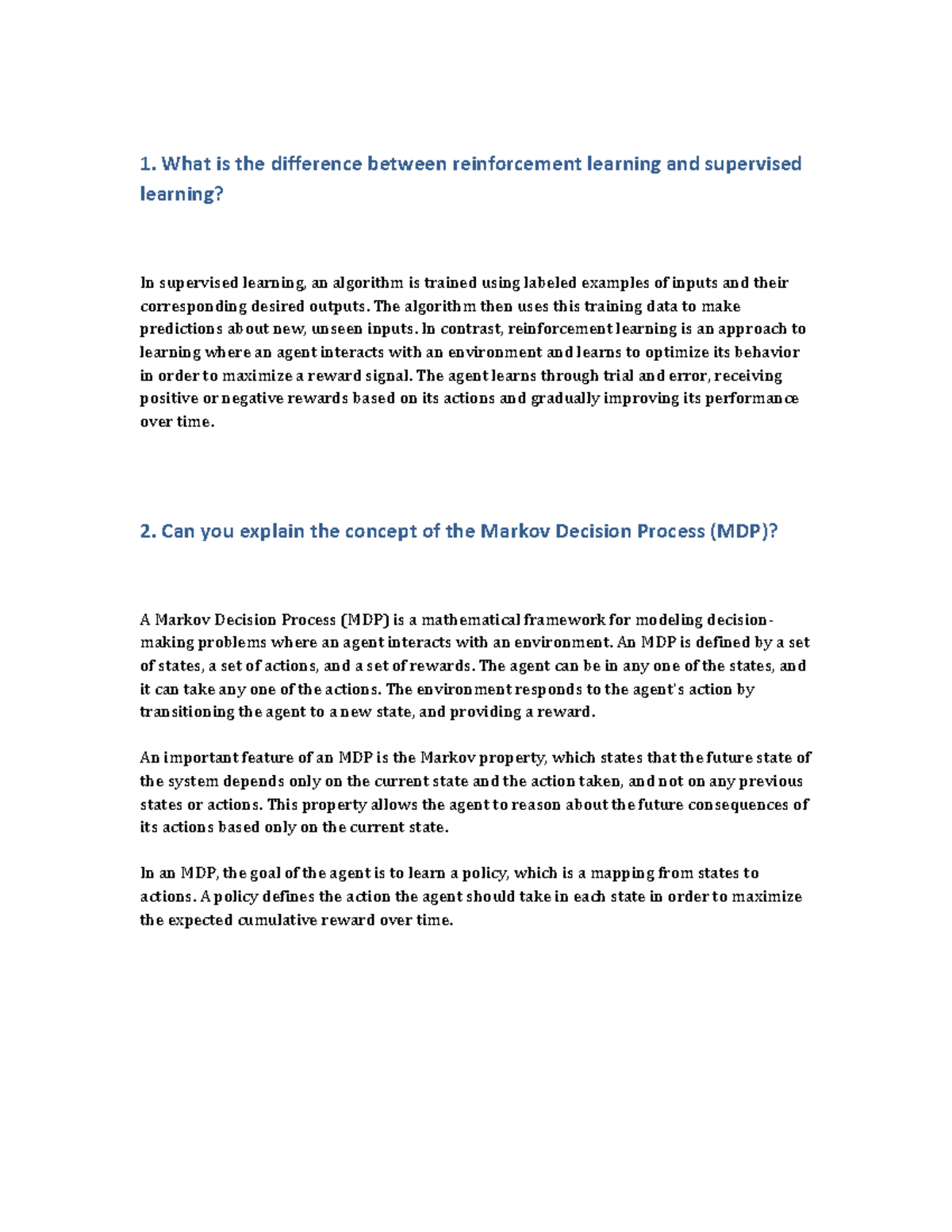 Reinforcement Learning 1 - 1. What is the difference between ...