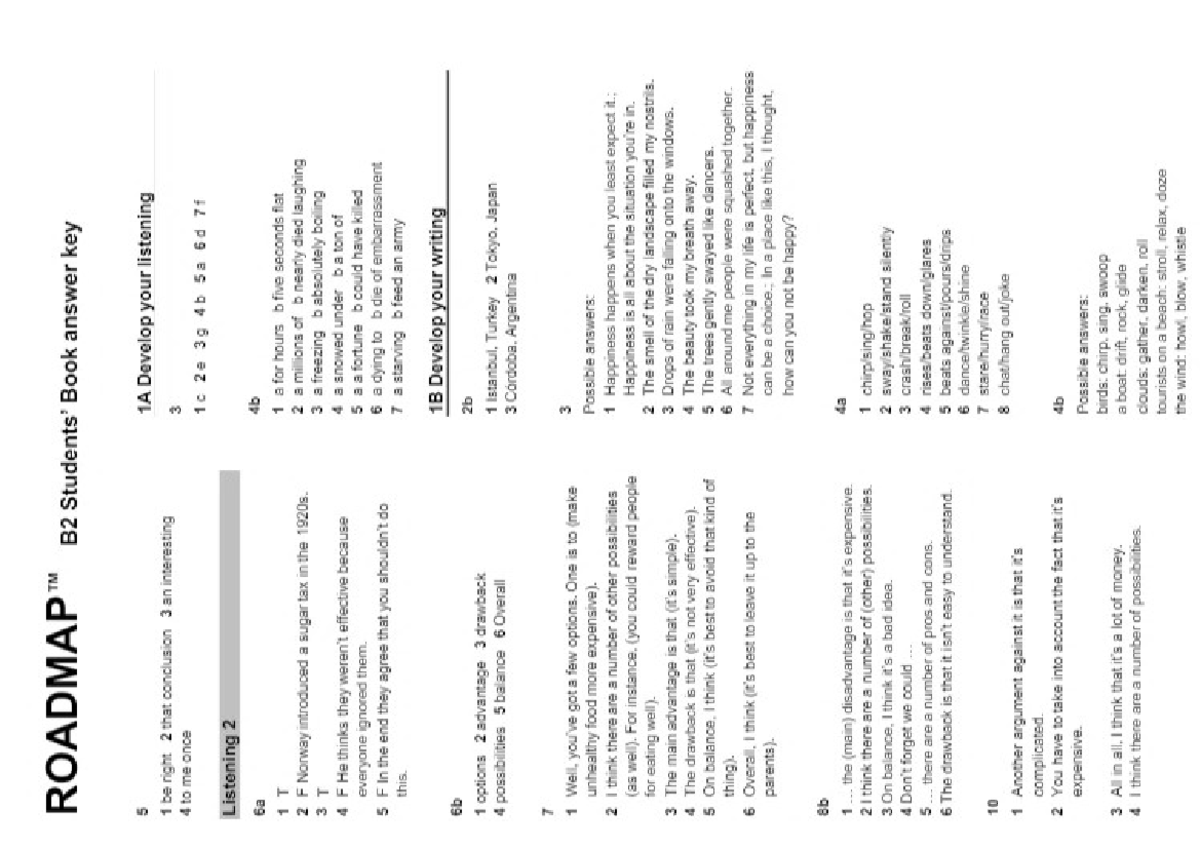 Road map 4 - studentsbook roadmap - ROADMAP TM B2 Book answer key 5 1A ...