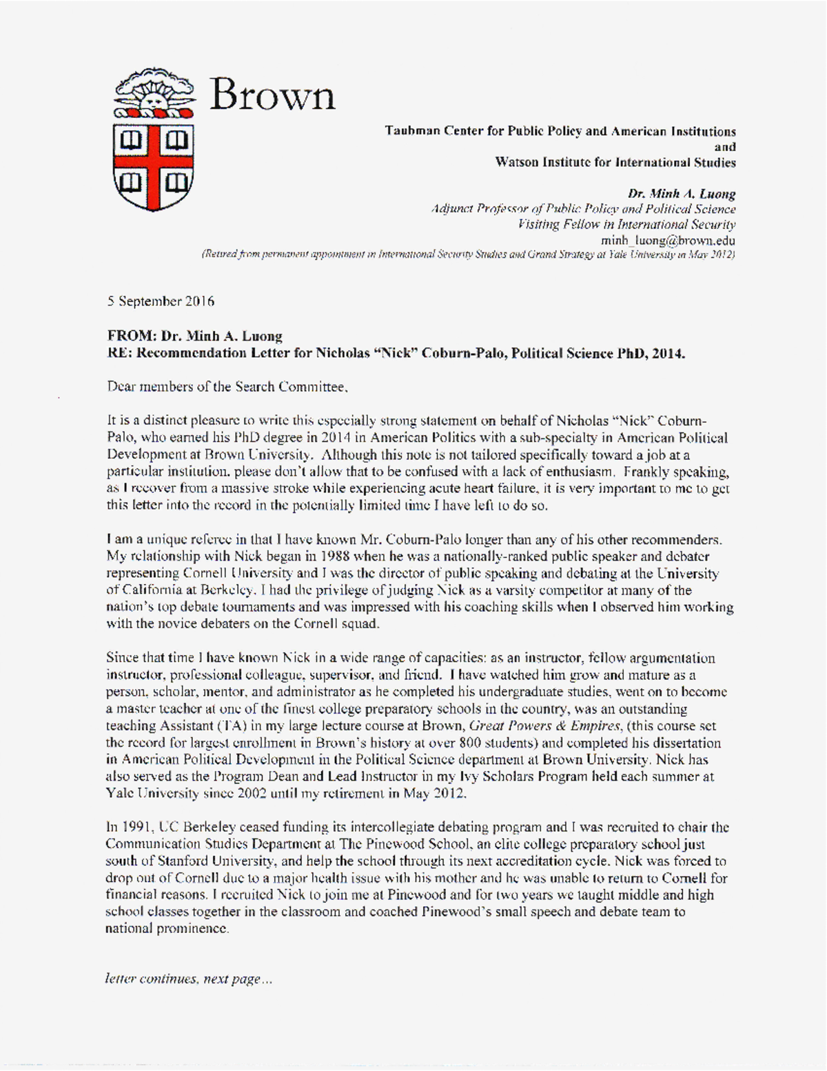 Sample letter of rec - JS 100W - Studocu