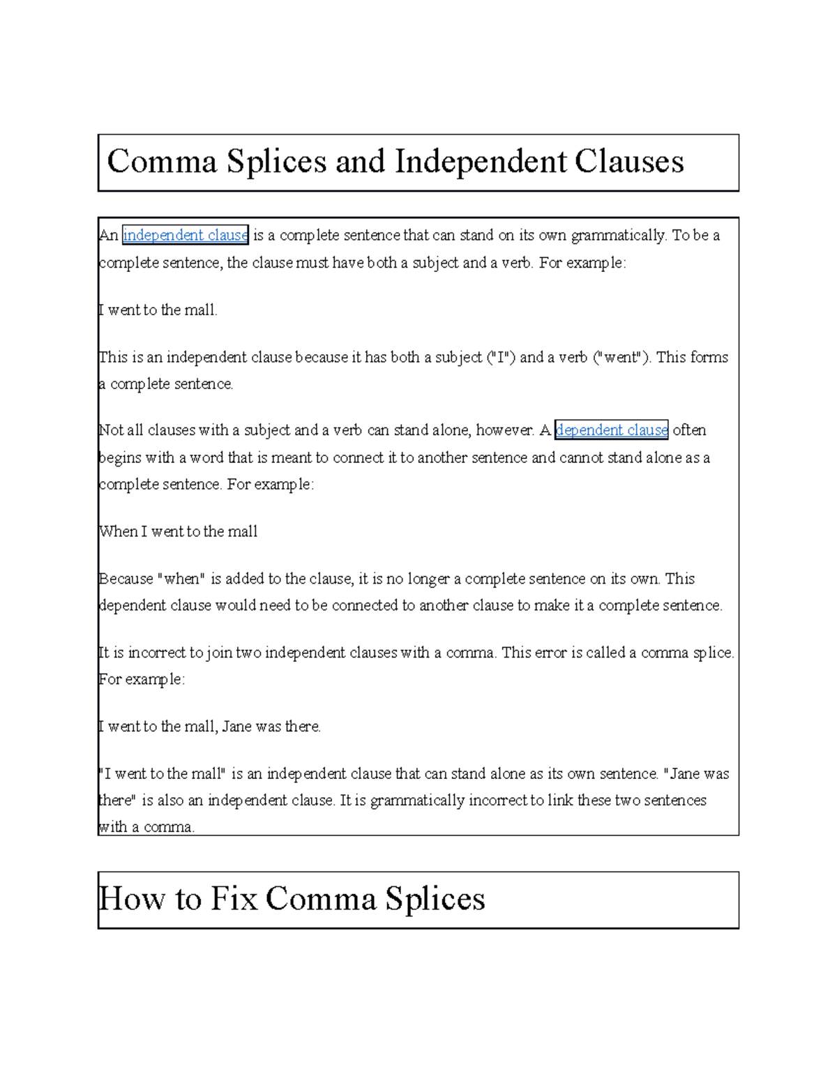 Comma Splices and Independent Clauses - BSED English - BulSU - Studocu
