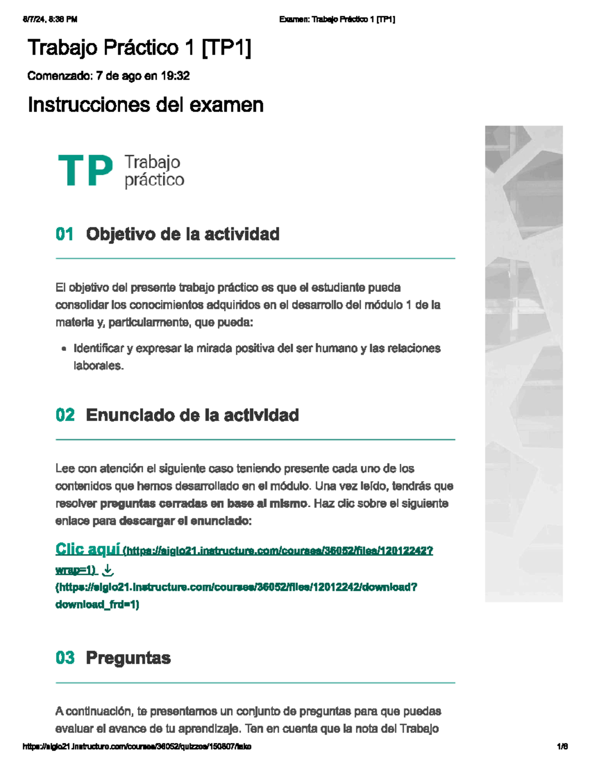 TP1-1er Intento 92,5% - TP1 completo con puntaje 92,5% - 8:36 PM Examen: Trabajo Práctico 1 ...