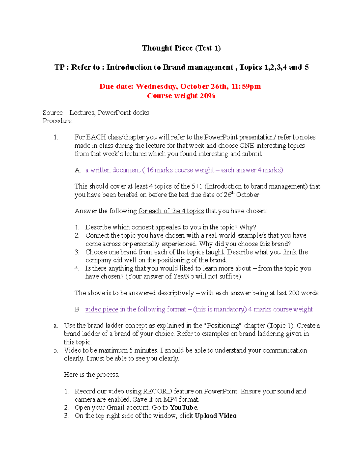 Thought Piece Test 1 - Very long assignment - Thought Piece (Test 1) TP ...