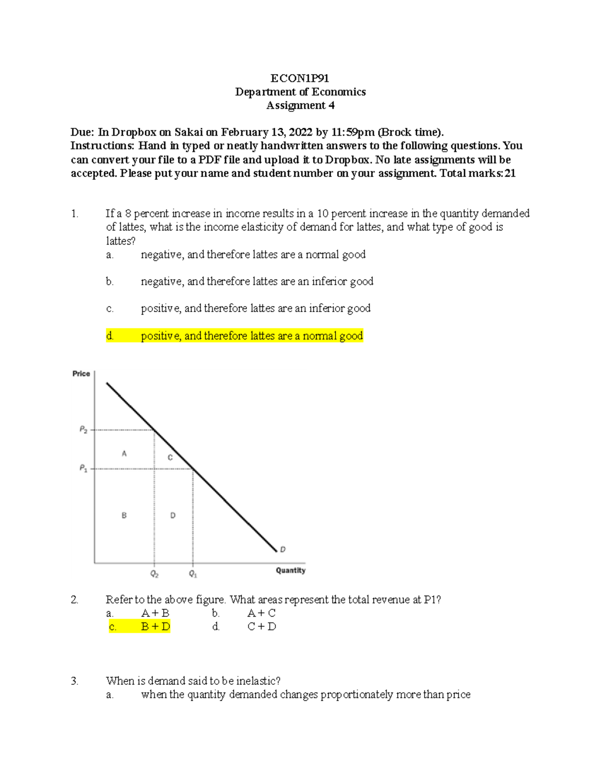 ECON1P91 Assignment 4 - ECON1P Department of Economics Assignment 4 Due ...