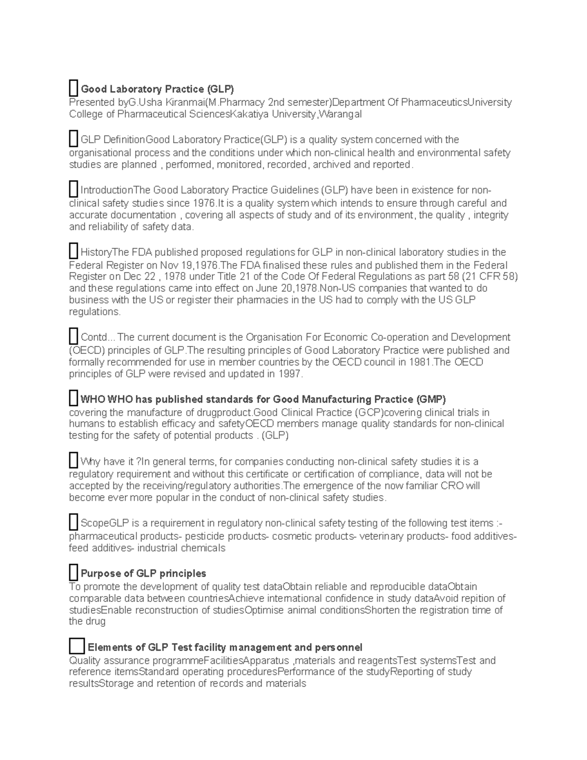 Good Laboratory Practice - 3 IntroductionThe Good Laboratory Practice ...