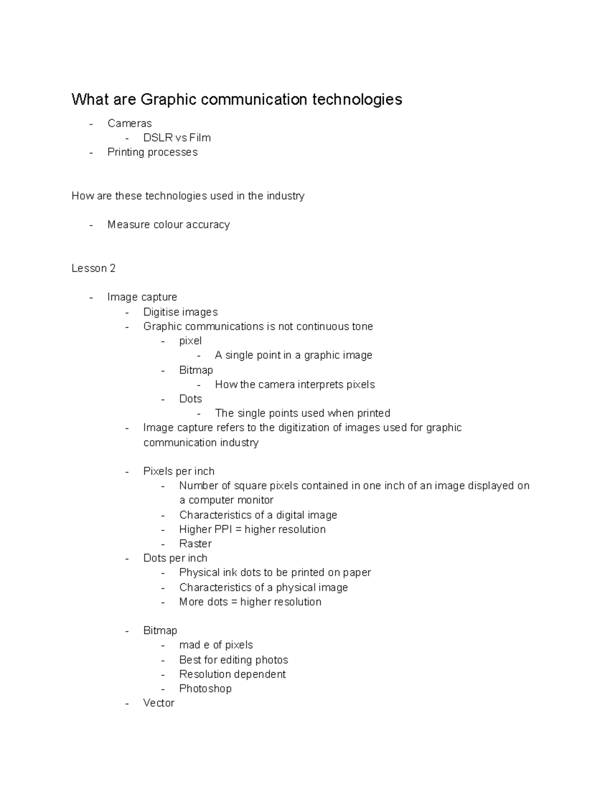 Graphic Comm Technologies Notes - What are Graphic communication ...