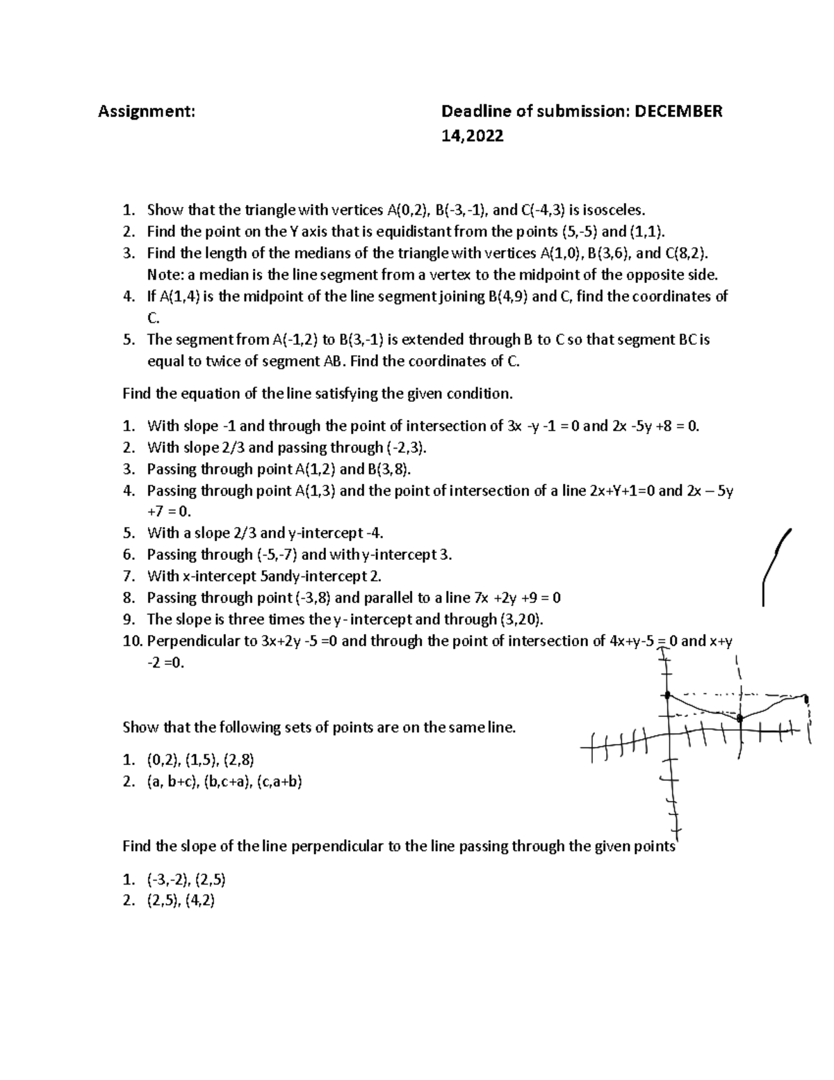 Assignment- Coordinate- Plane - Assignment: Deadline of submission ...