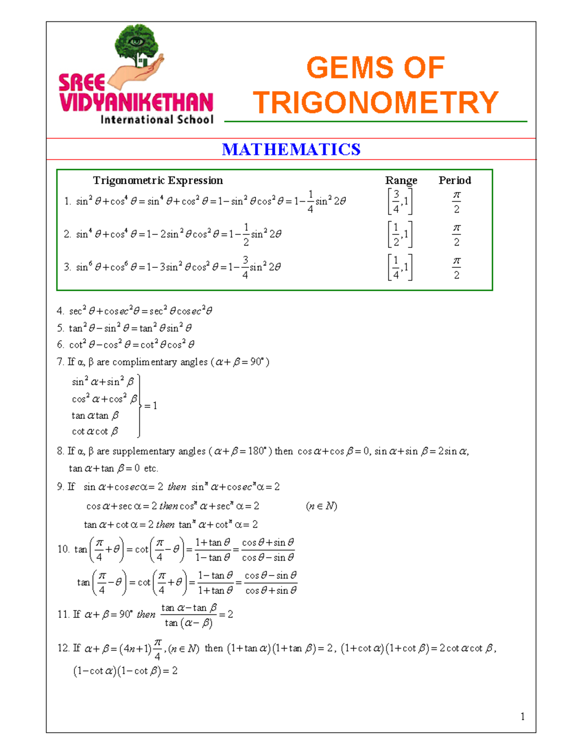 GEMS OF Trigonometry (SVIS) - GEMS OF TRIGONOMETRY MATHEMATICS 4. sec 2 ...