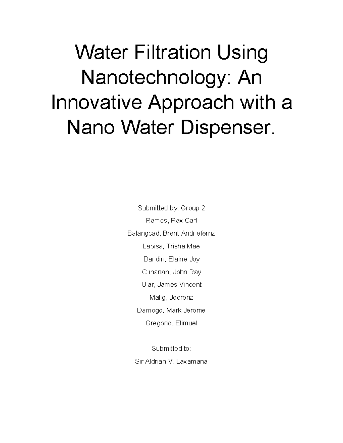 Research Final 3 added identification of social issue - Water Filtration Using Nanotechnology ...