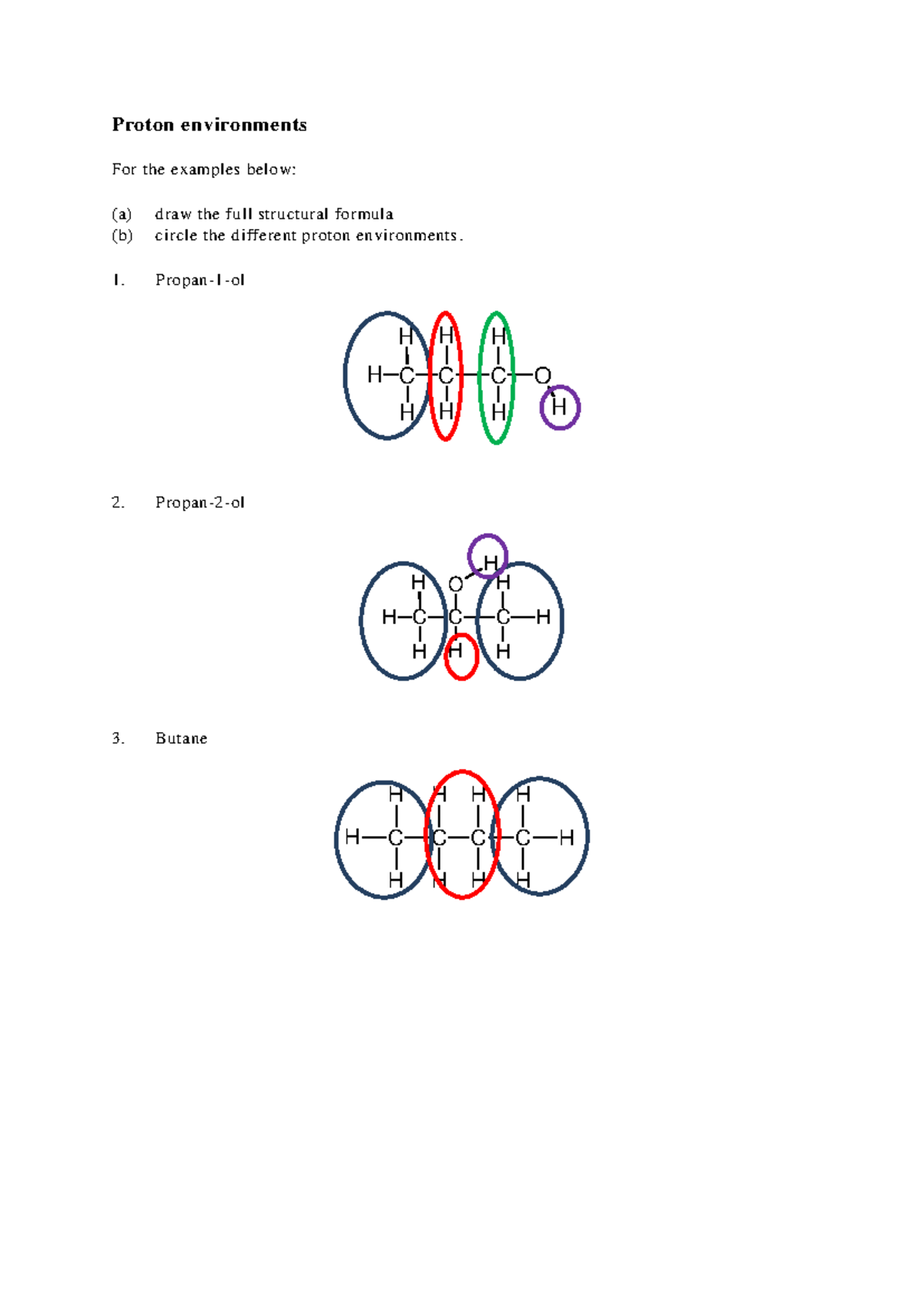 NMR Practice Worksheet II Solutions - Proton environments For the ...