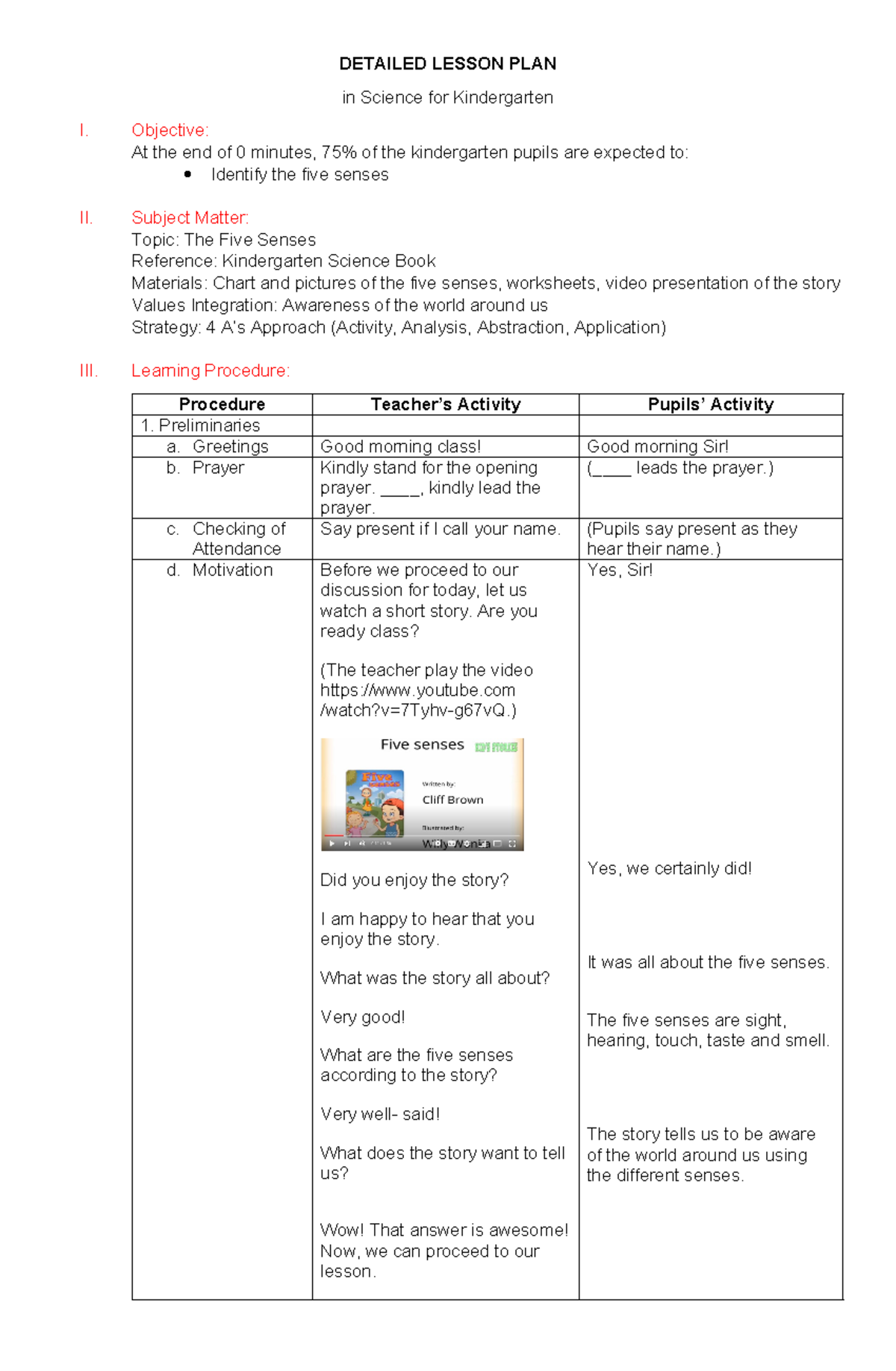 Detailed Lesson PLAN - Orlson - DETAILED LESSON PLAN in Science for ...