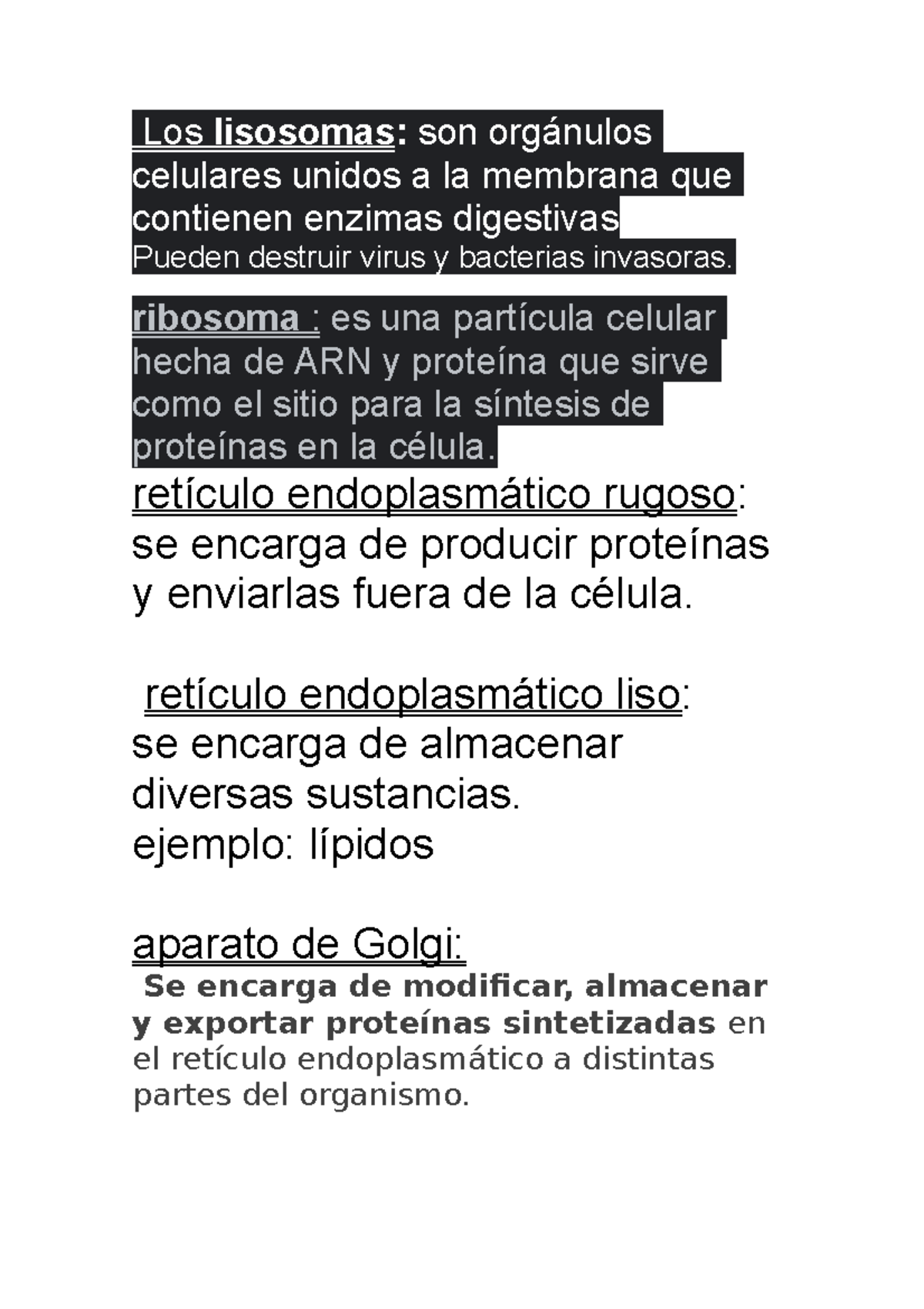 Trabajo exposicion - Los lisosomas: son orgánulos celulares unidos a la ...