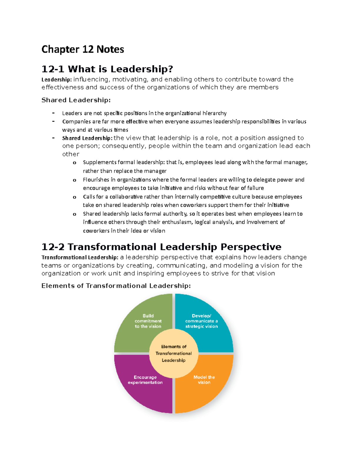 Organizational Behavior Chapter 12 Notes - Chapter 12 Notes 12-1 What ...