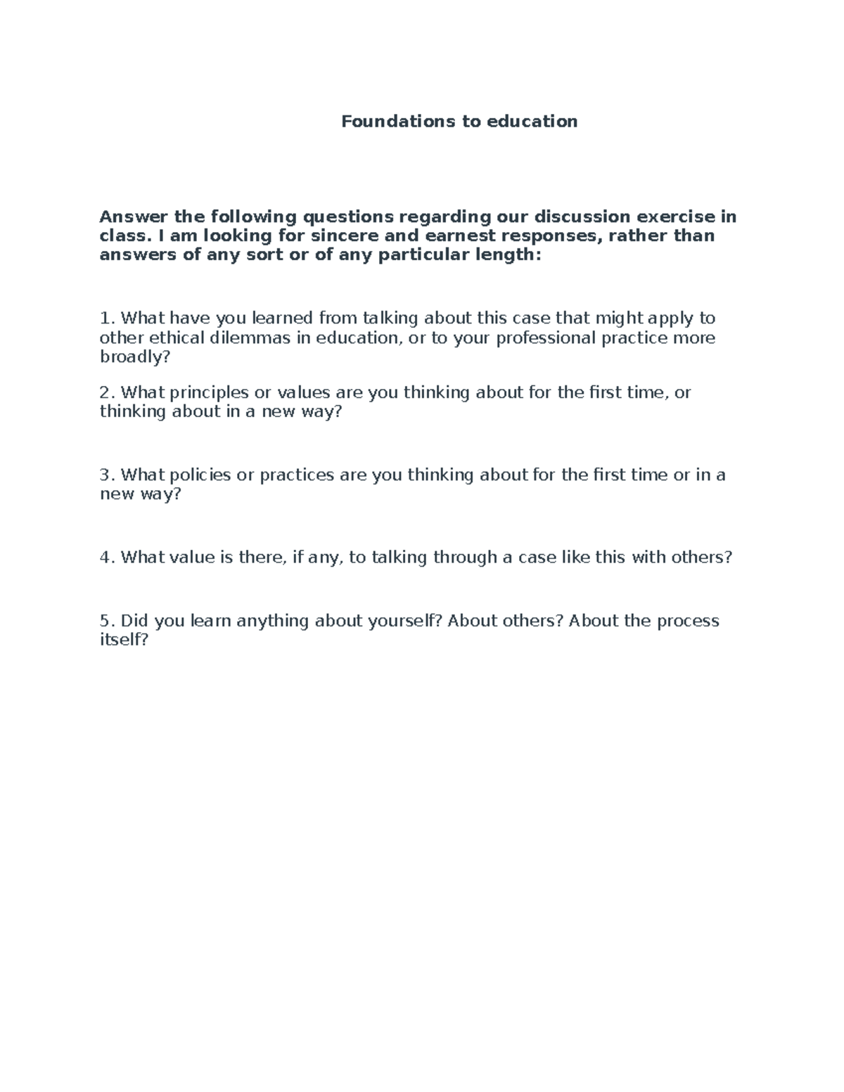 Foundations to education - Foundations to education Answer the ...