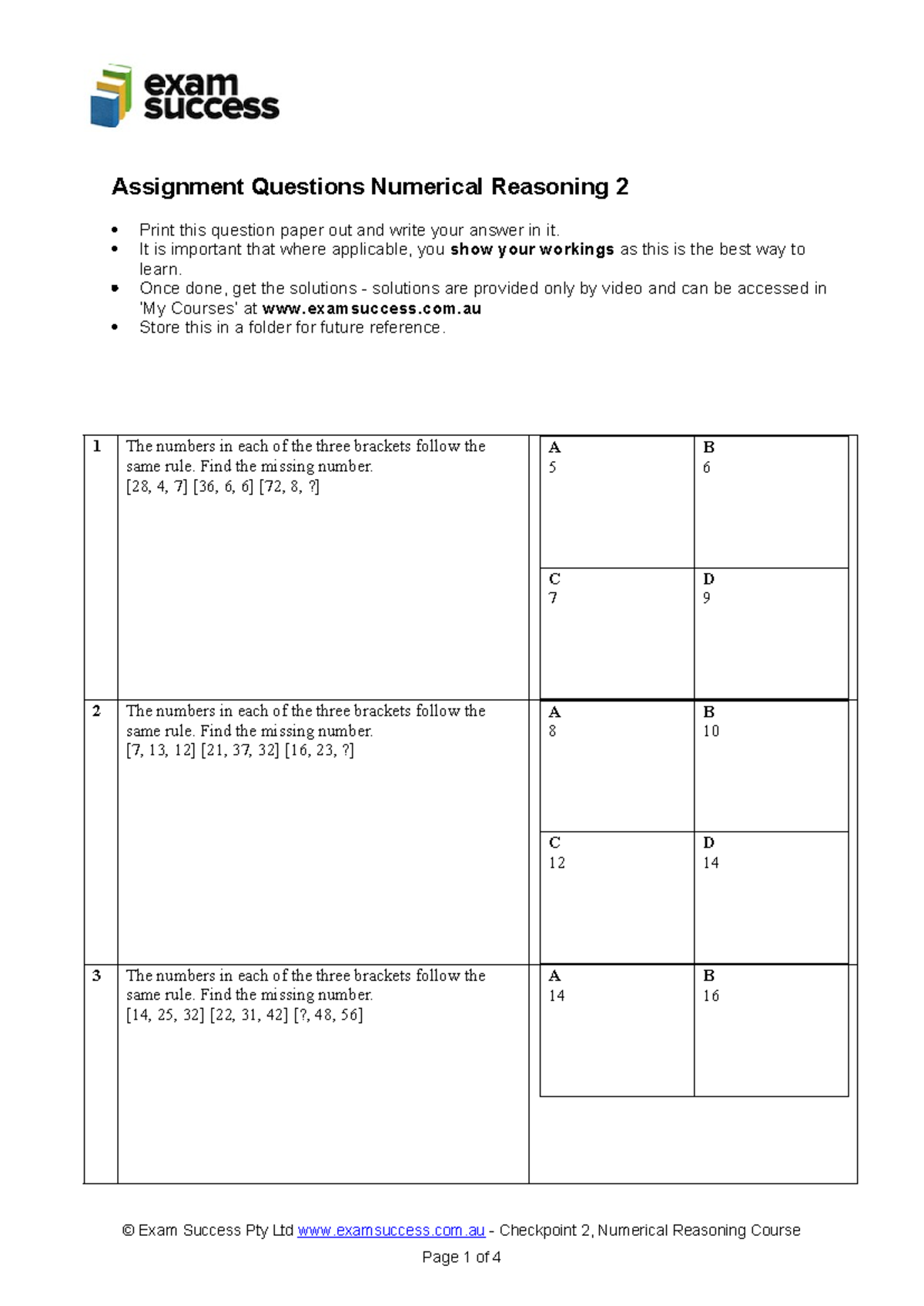NR-CP2A1 - Numerical reaosning practice - Assignment Questions ...