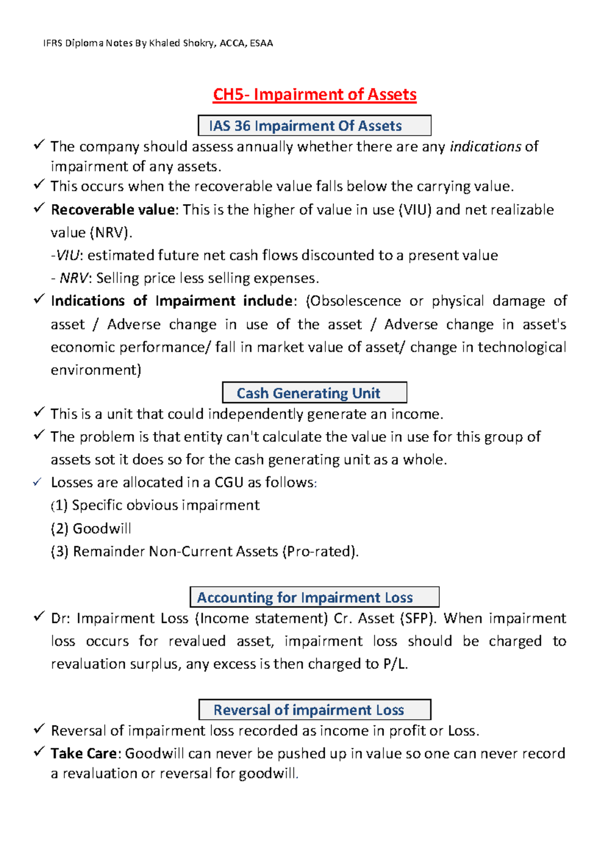 IFRS CH 5 - IFRS Diploma Notes By Khaled Shokry, ACCA, ESAA CH5 ...