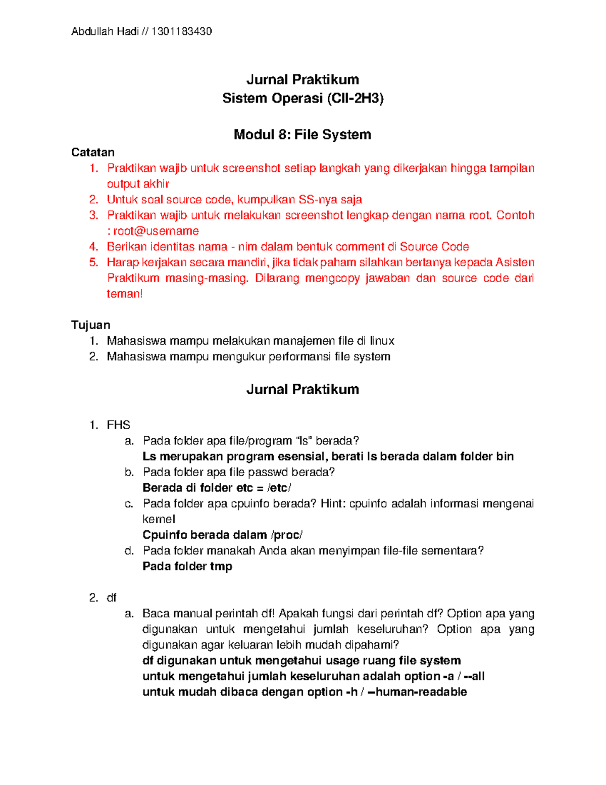 Jurnal MOD8: File System - Jurnal Praktikum Sistem Operasi (CII-2H3 ...