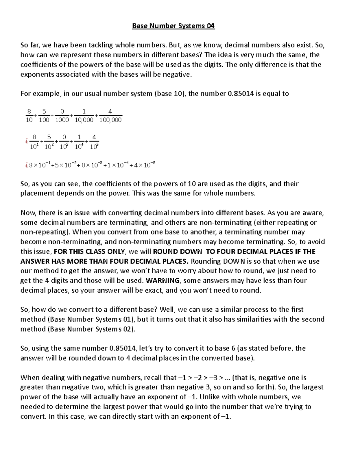 Base Number Systems 04 - But, as we know, decimal numbers also exist ...